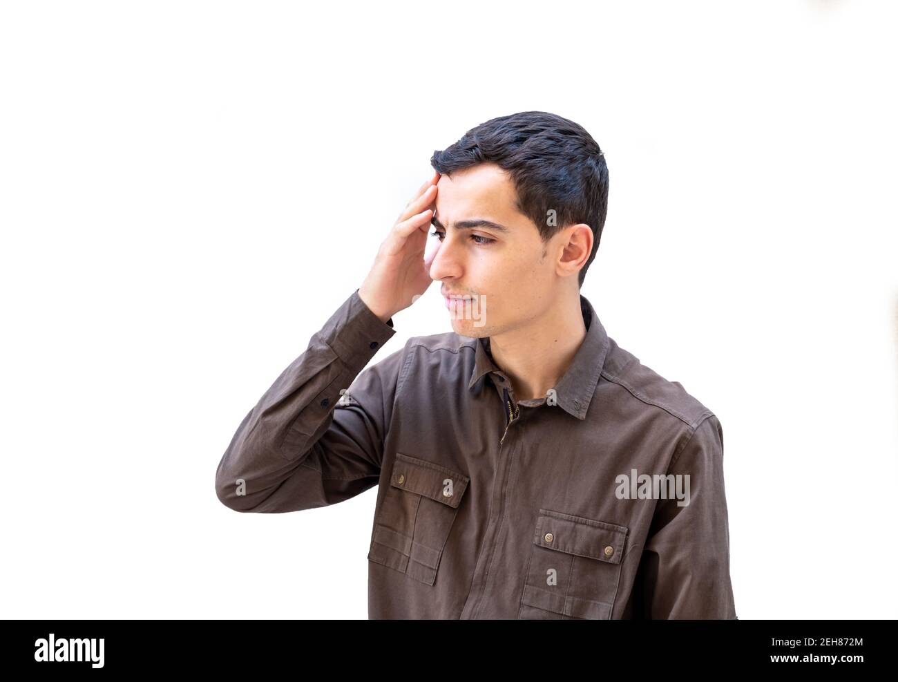 Arabic muslim man is thinking Stock Photo - Alamy