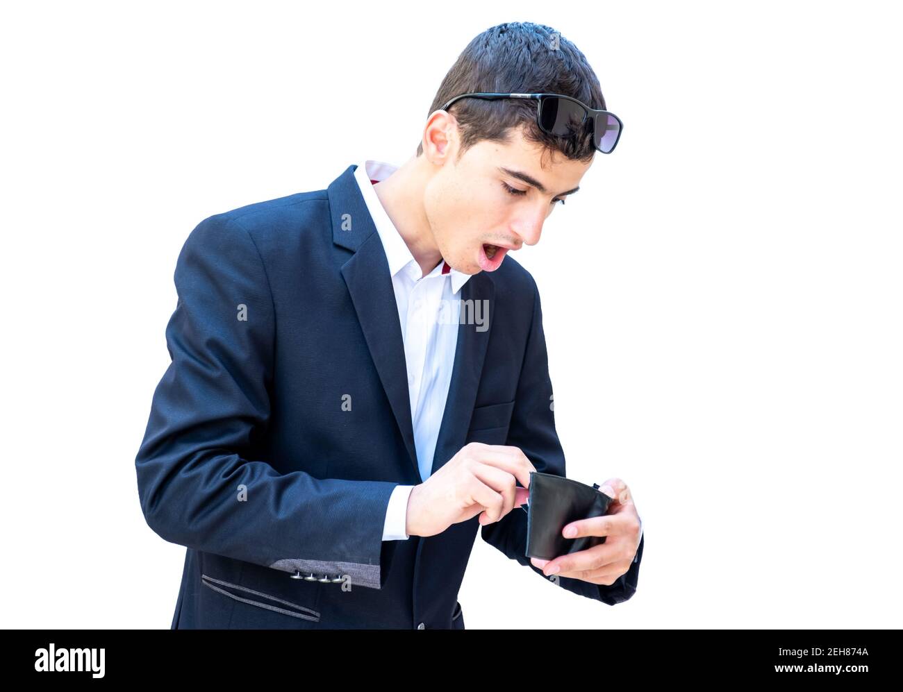 Arabic businessman checking his wallet Stock Photo - Alamy