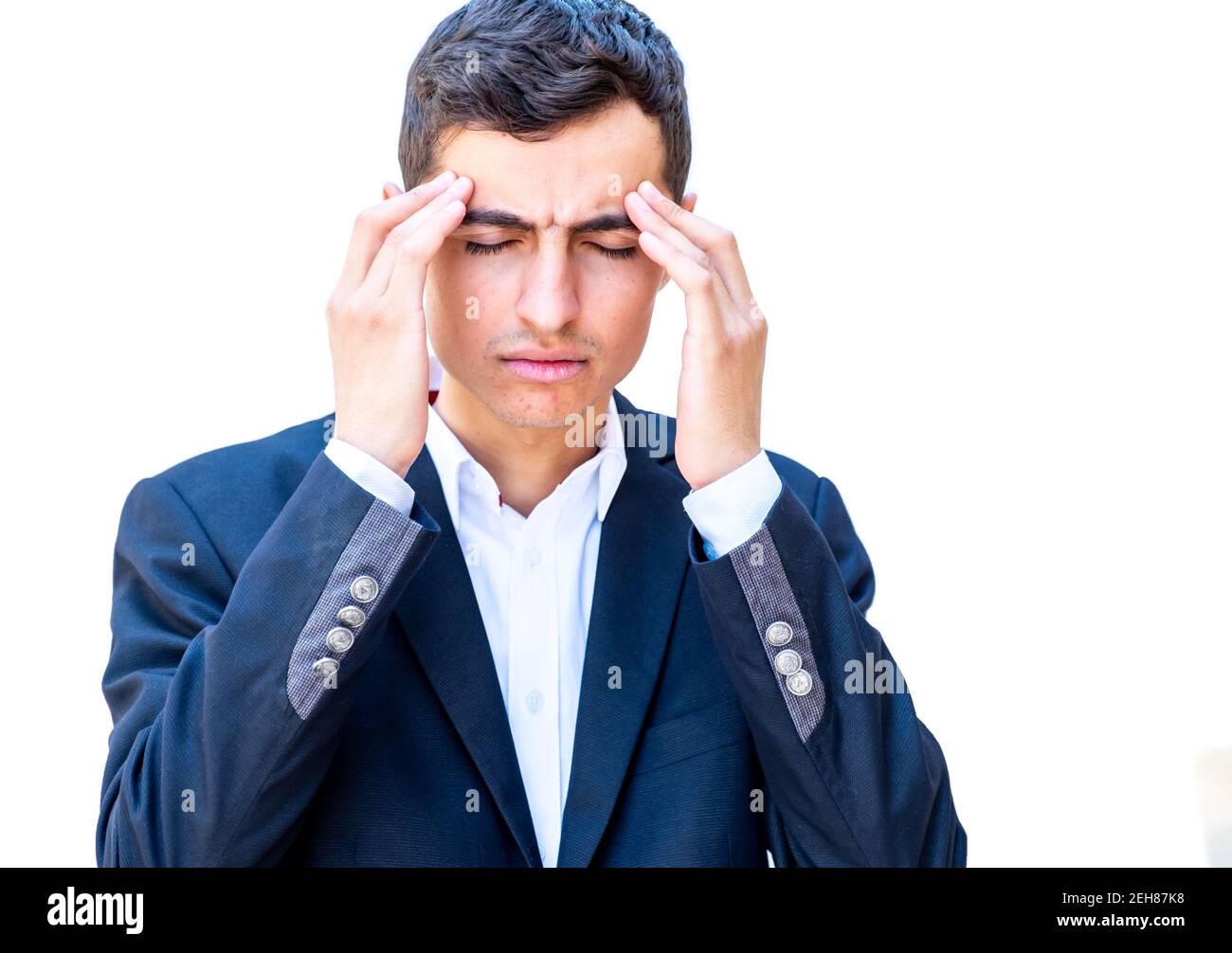 Arabic businessman extremely tired and sick Stock Photo - Alamy