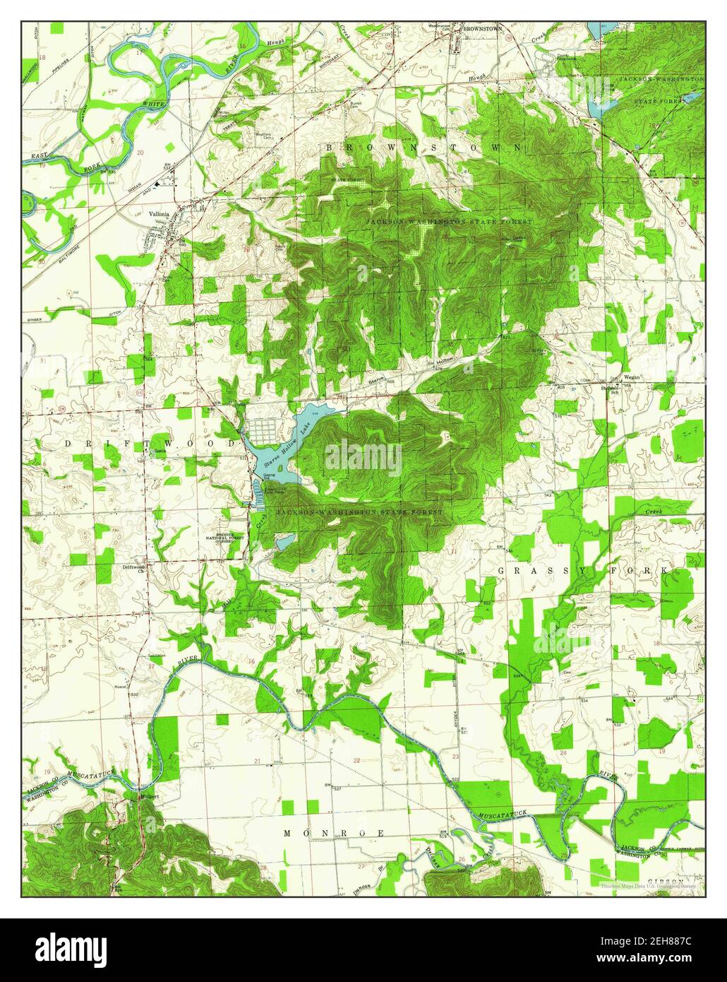 Vallonia, Indiana, map 1959, 1:24000, United States of America by ...