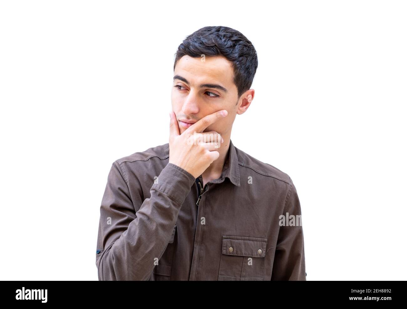 Arabic muslim man is thinking Stock Photo - Alamy