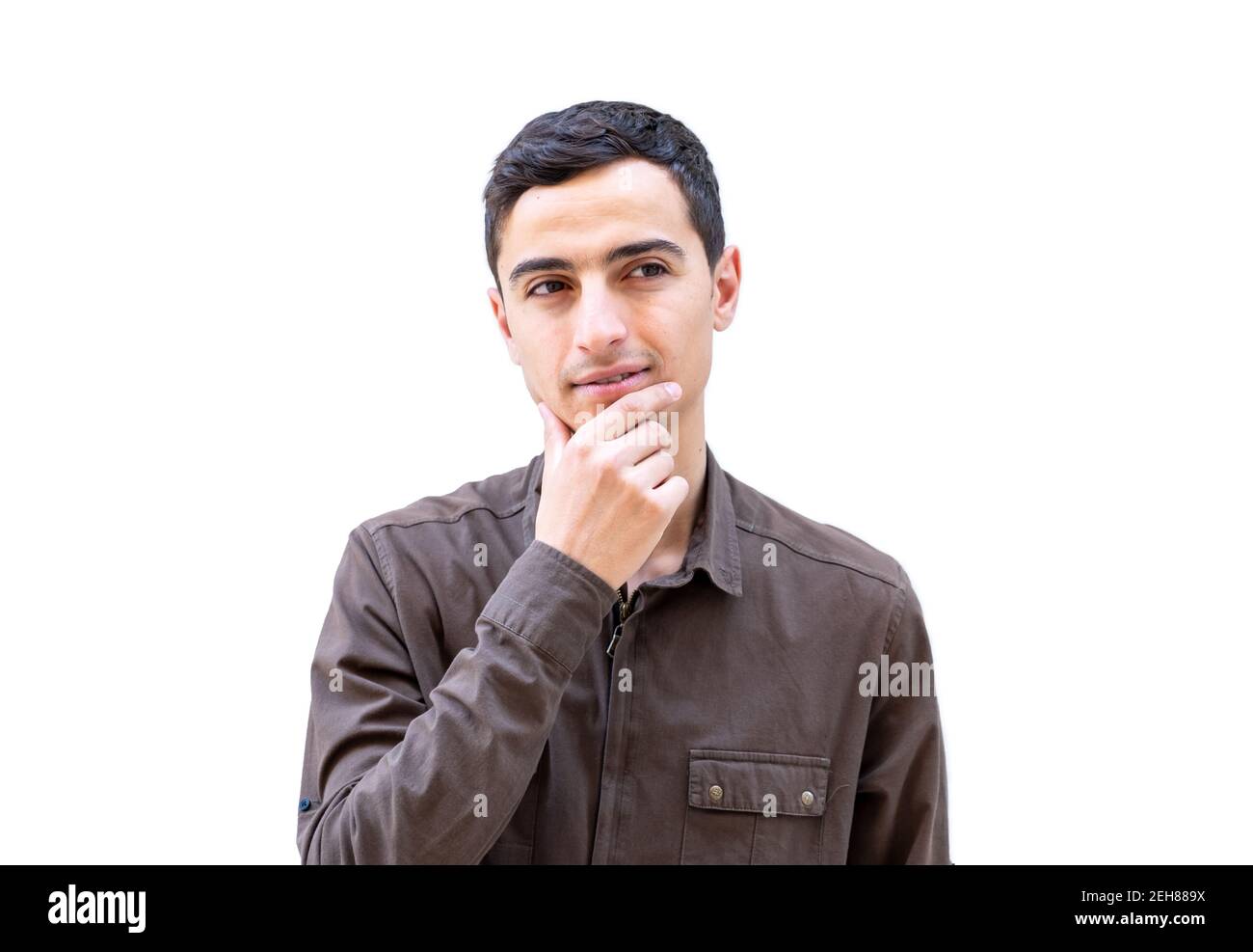 Arabic muslim man is thinking Stock Photo - Alamy