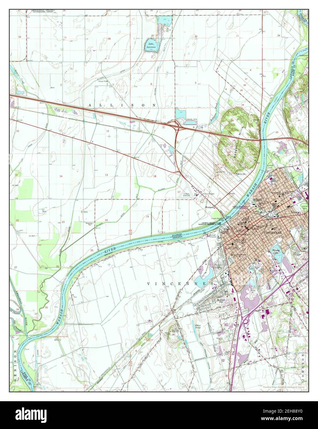 Vincennes, Indiana, map 1965, 1:24000, United States of America by ...
