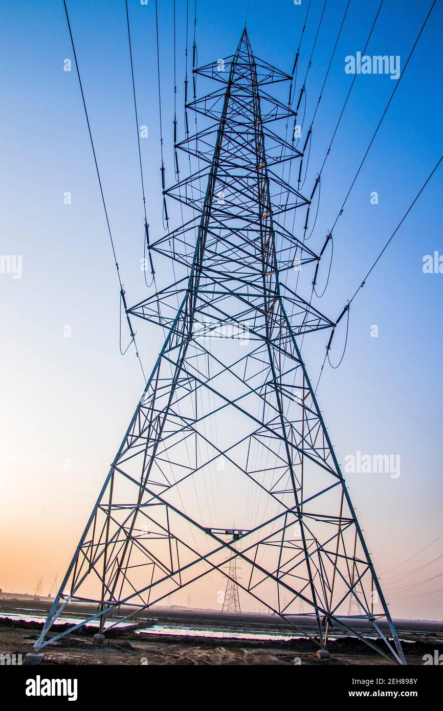 Various views of power pylons in Kutch Stock Photo - Alamy