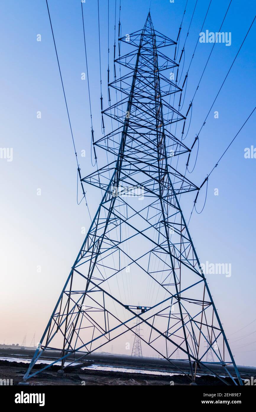 Various views of power pylons in Kutch Stock Photo - Alamy