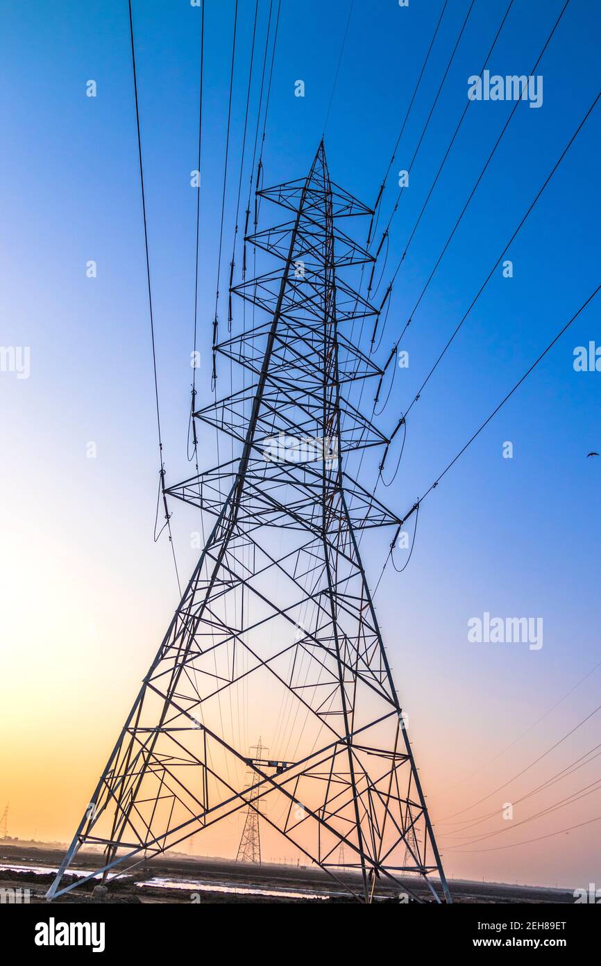 Various views of power pylons in Kutch Stock Photo - Alamy