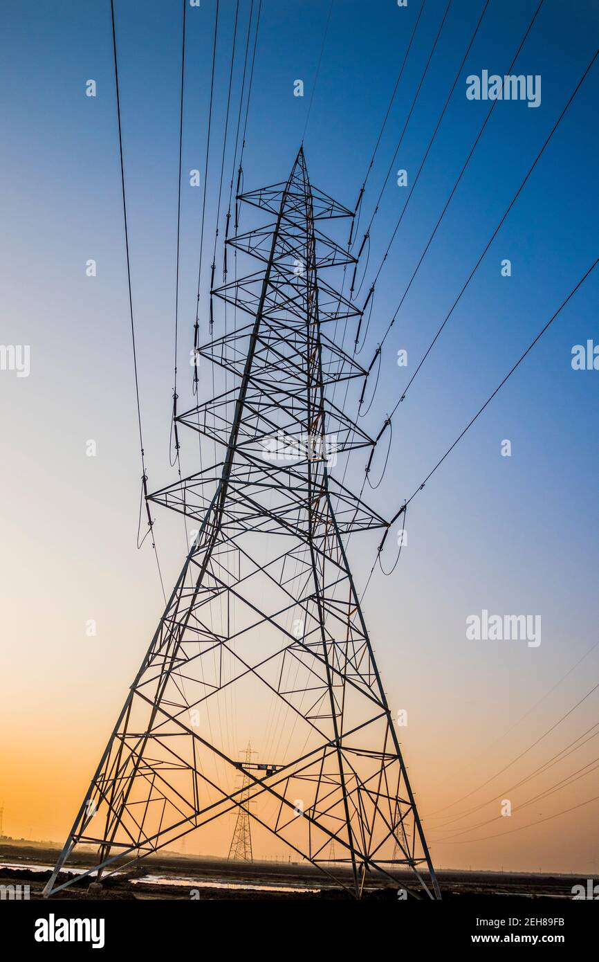 Various views of power pylons in Kutch Stock Photo - Alamy
