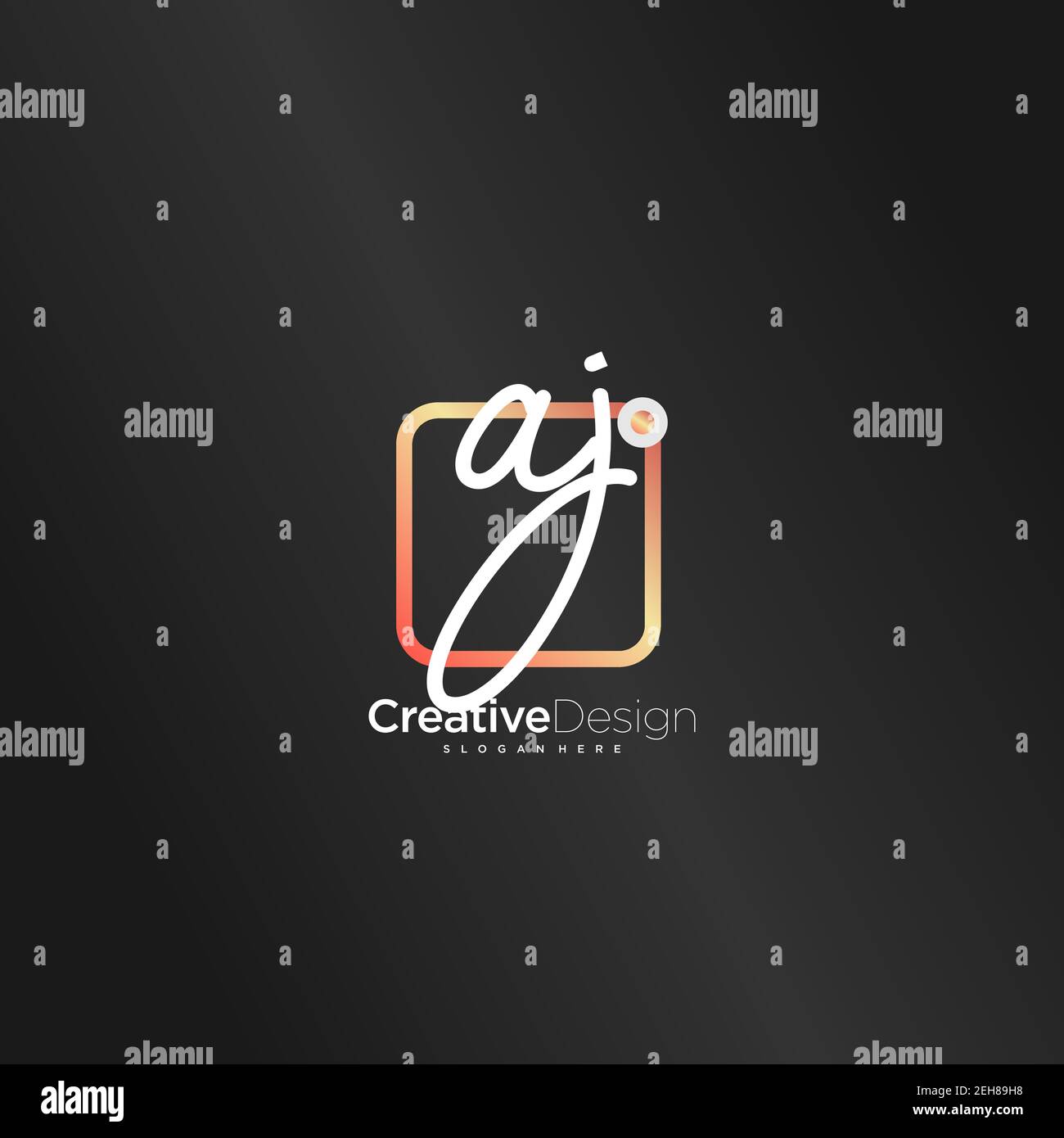 AJ Initial Letter handwriting logo hand drawn colorful box vector, logo ...