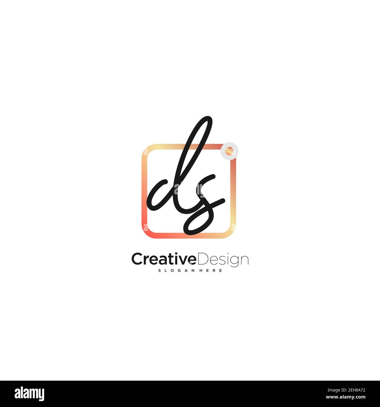 DS Initial Letter handwriting logo hand drawn colorful box vector, logo ...