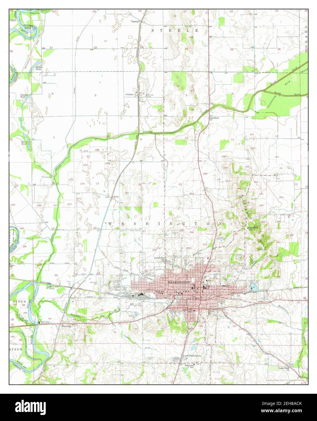 Washington, Indiana, map 1957, 1:24000, United States of America by ...