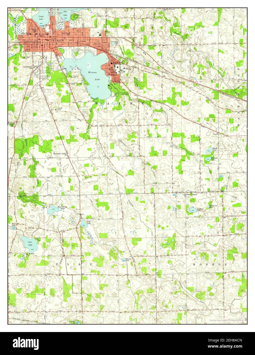 Warsaw, Indiana, map 1957, 1:24000, United States of America by ...