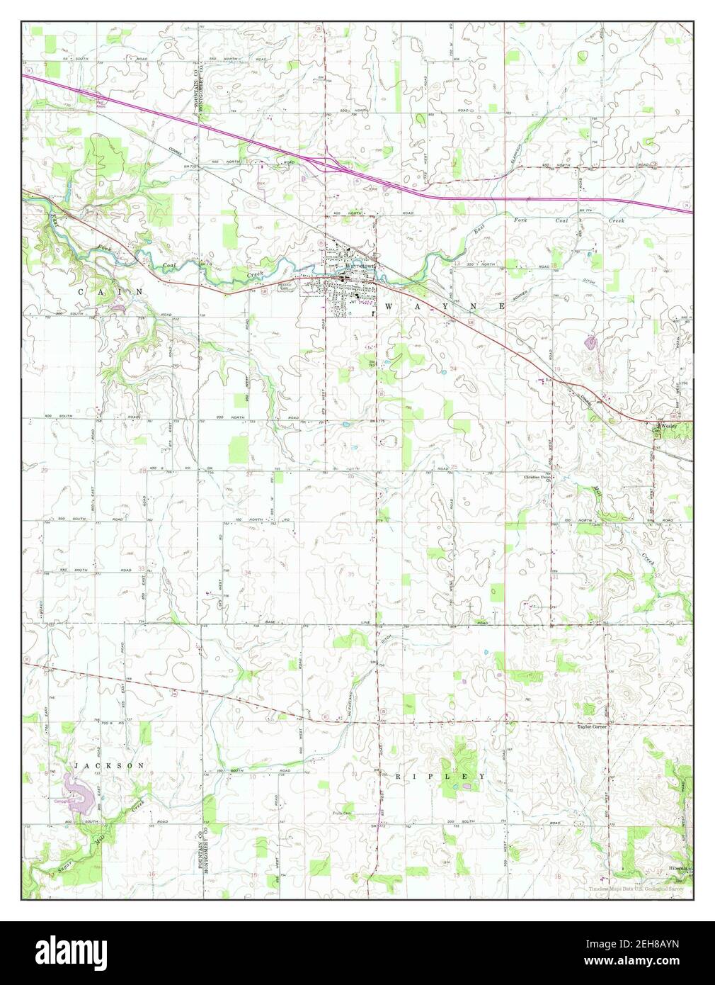 Waynetown, Indiana, map 1962, 1:24000, United States of America by ...