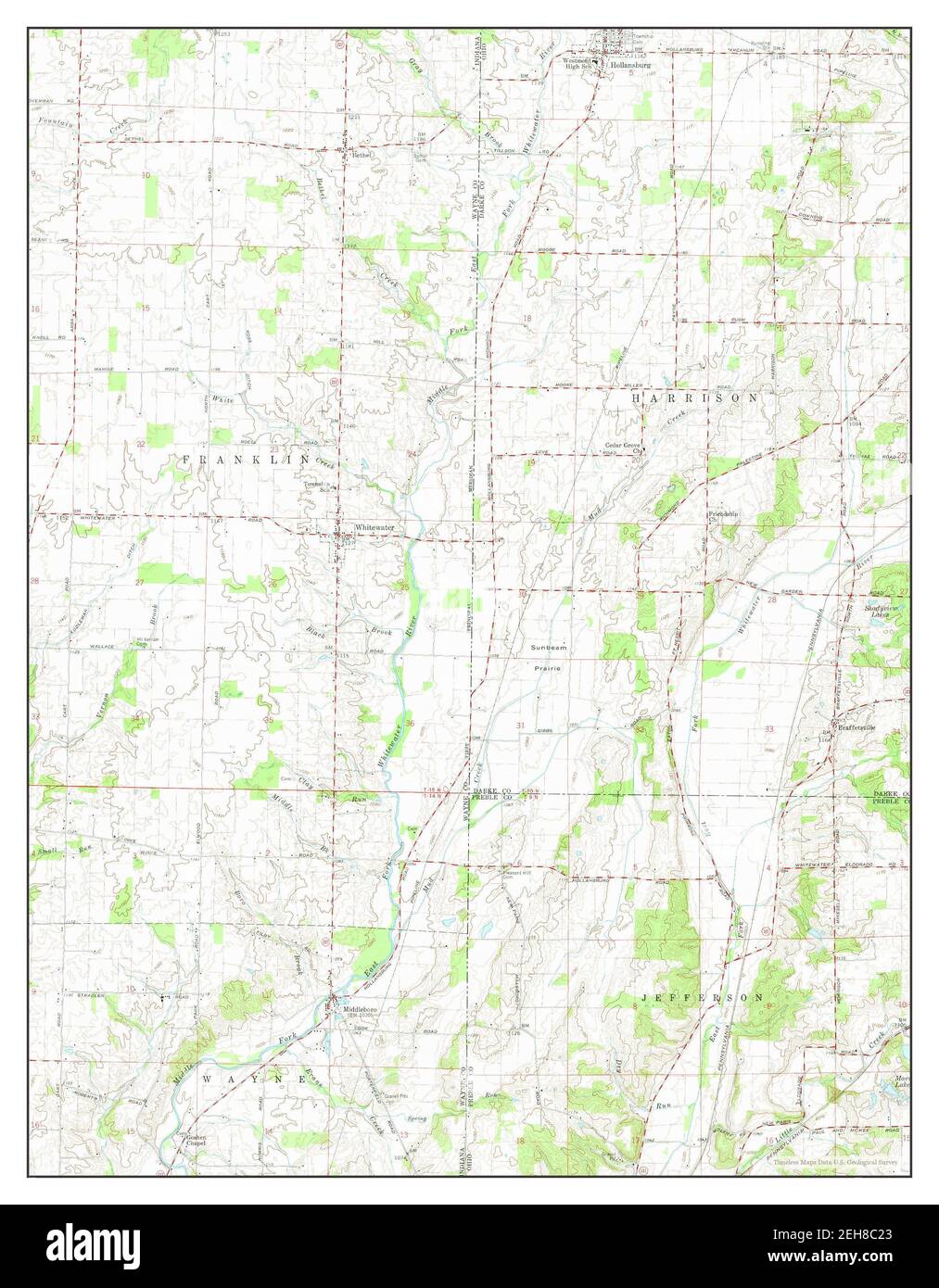 Whitewater, Indiana, map 1960, 1:24000, United States of America by ...