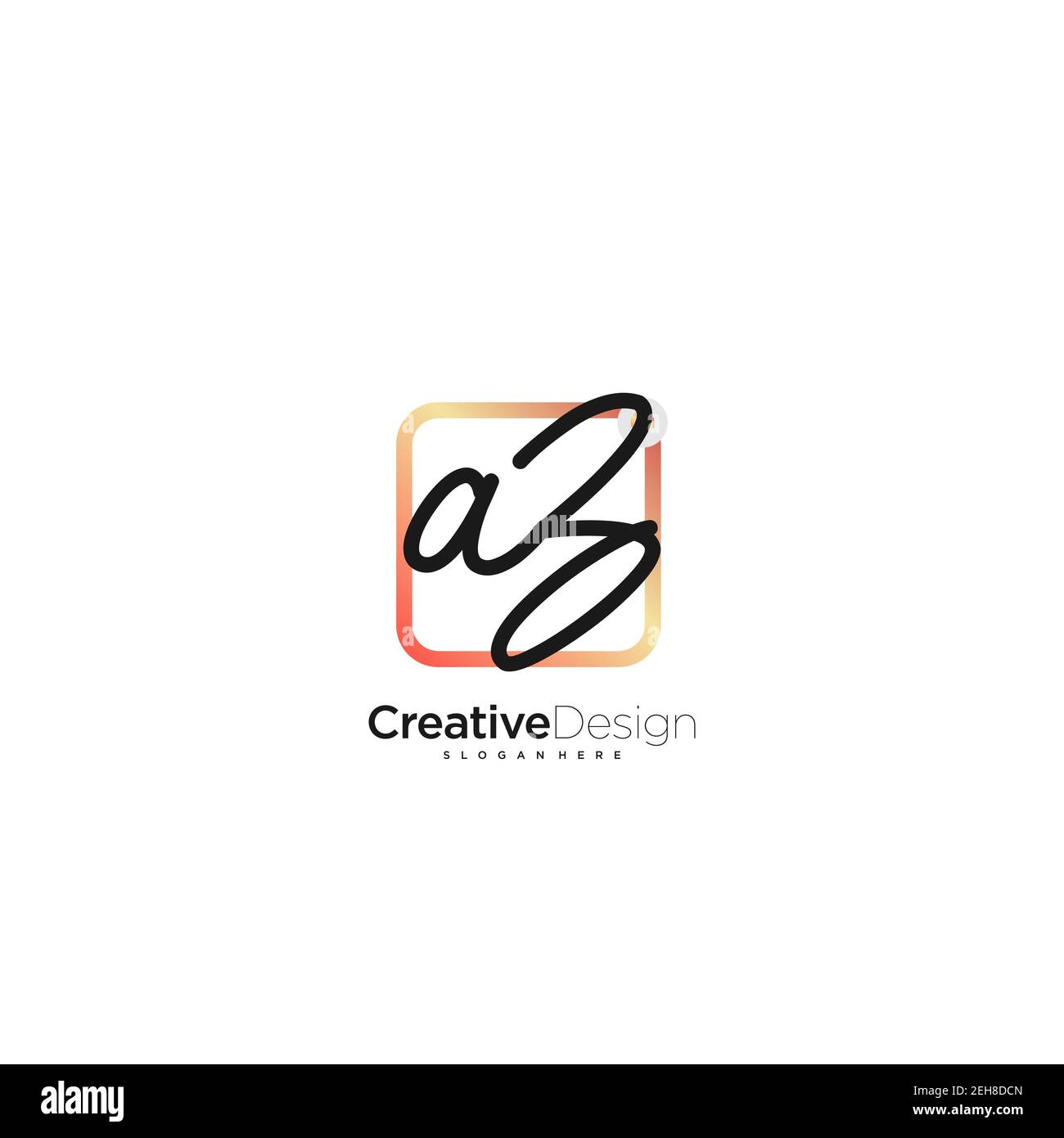 AZ Initial Letter handwriting logo hand drawn colorful box vector, logo ...