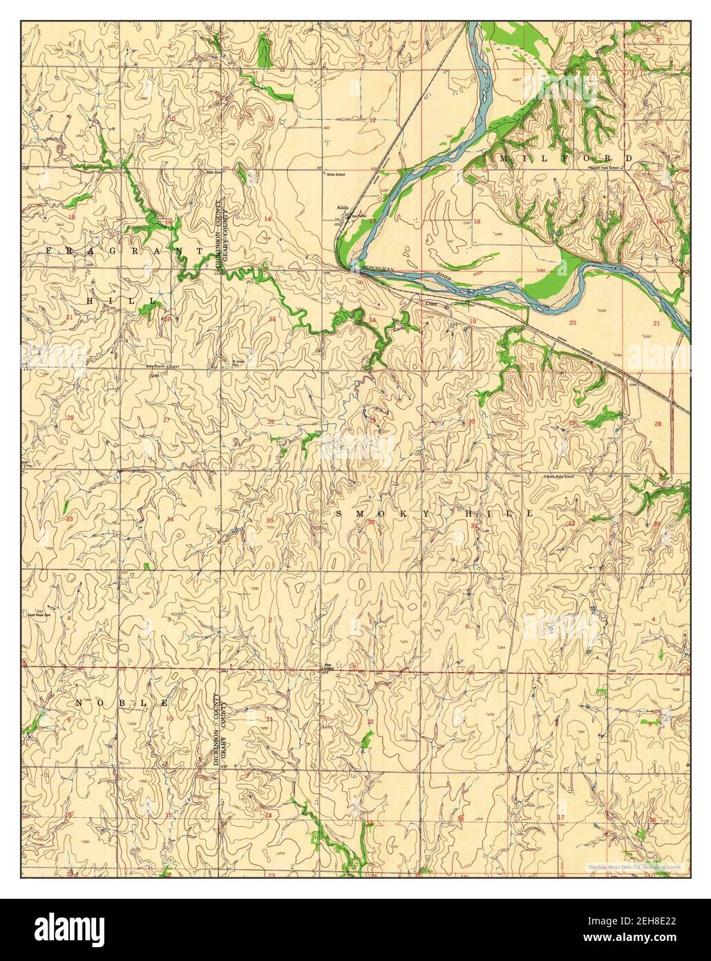 Alida, Kansas, map 1955, 1:24000, United States of America by Timeless ...