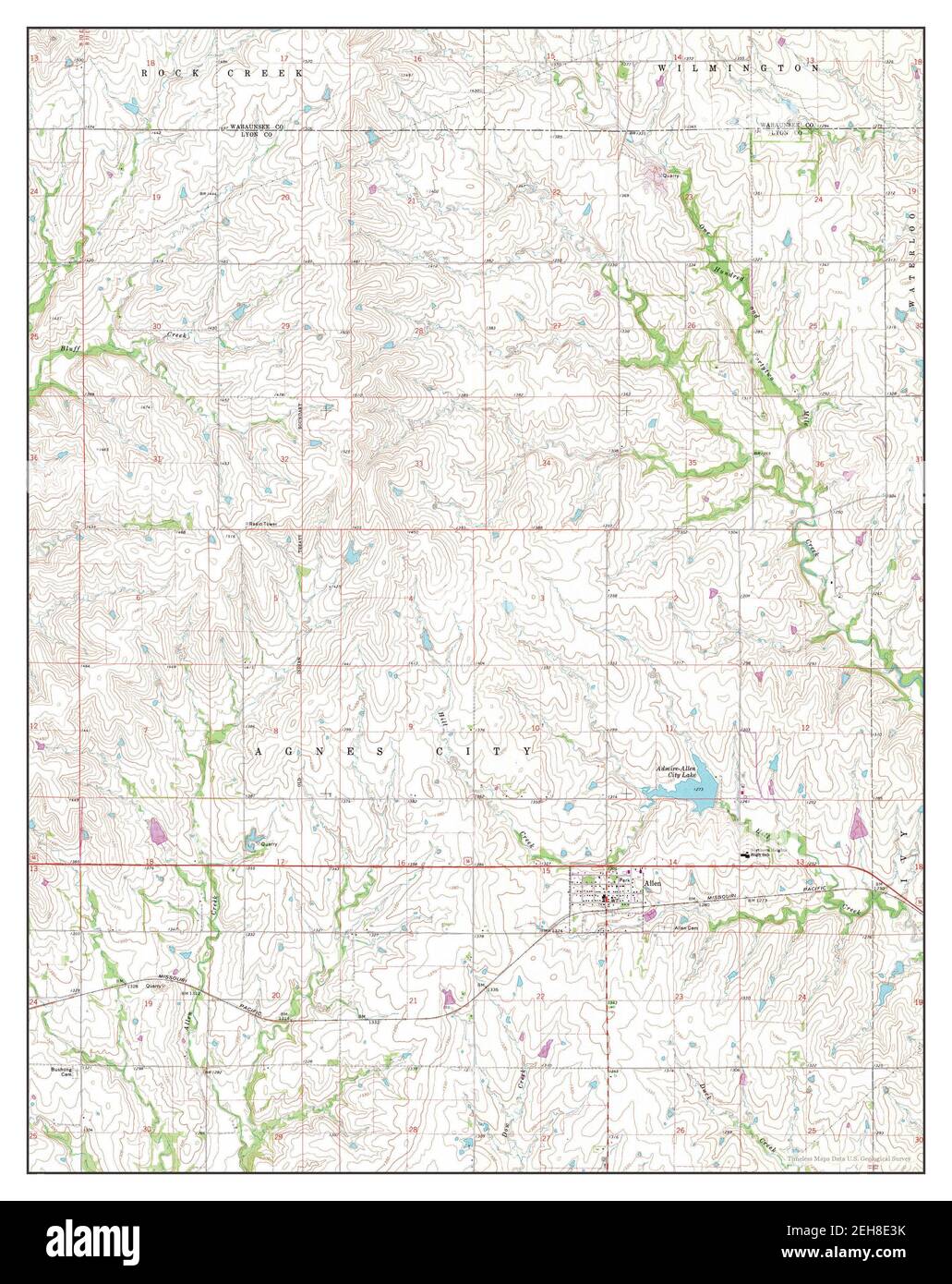 Allen, Kansas, map 1971, 1:24000, United States of America by Timeless ...