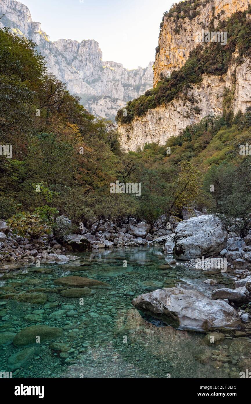 Landscape at the Vikos Gorge, listed as the deepest gorge in the world ...
