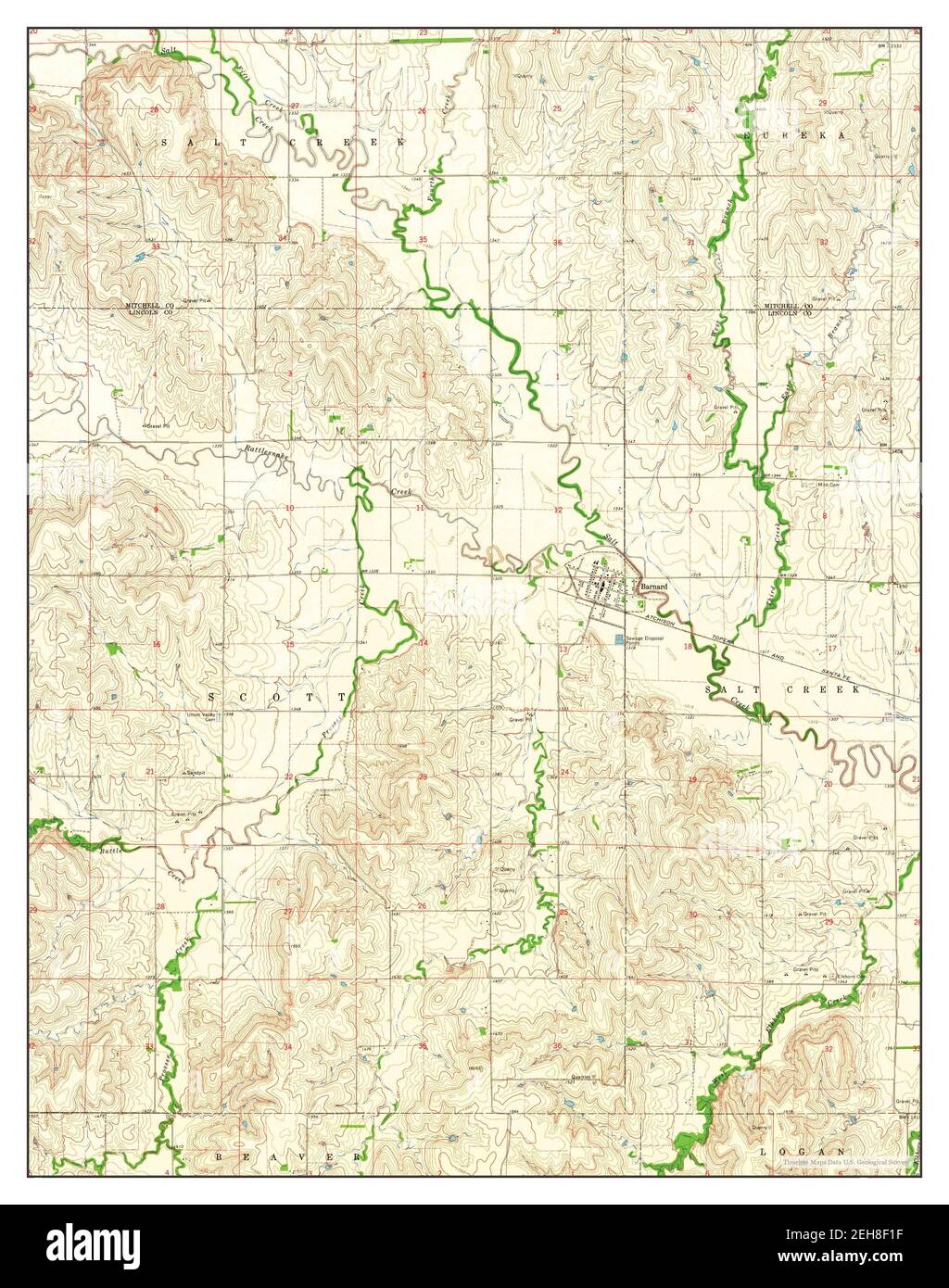 Barnard, Kansas, map 1964, 1:24000, United States of America by ...