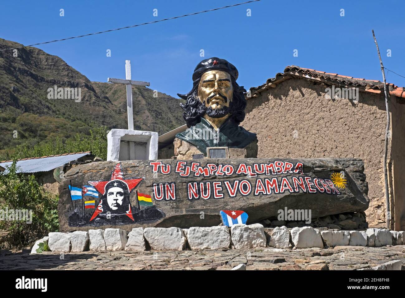 Monument to El Che in the village La Higuera where Che Guevara was ...