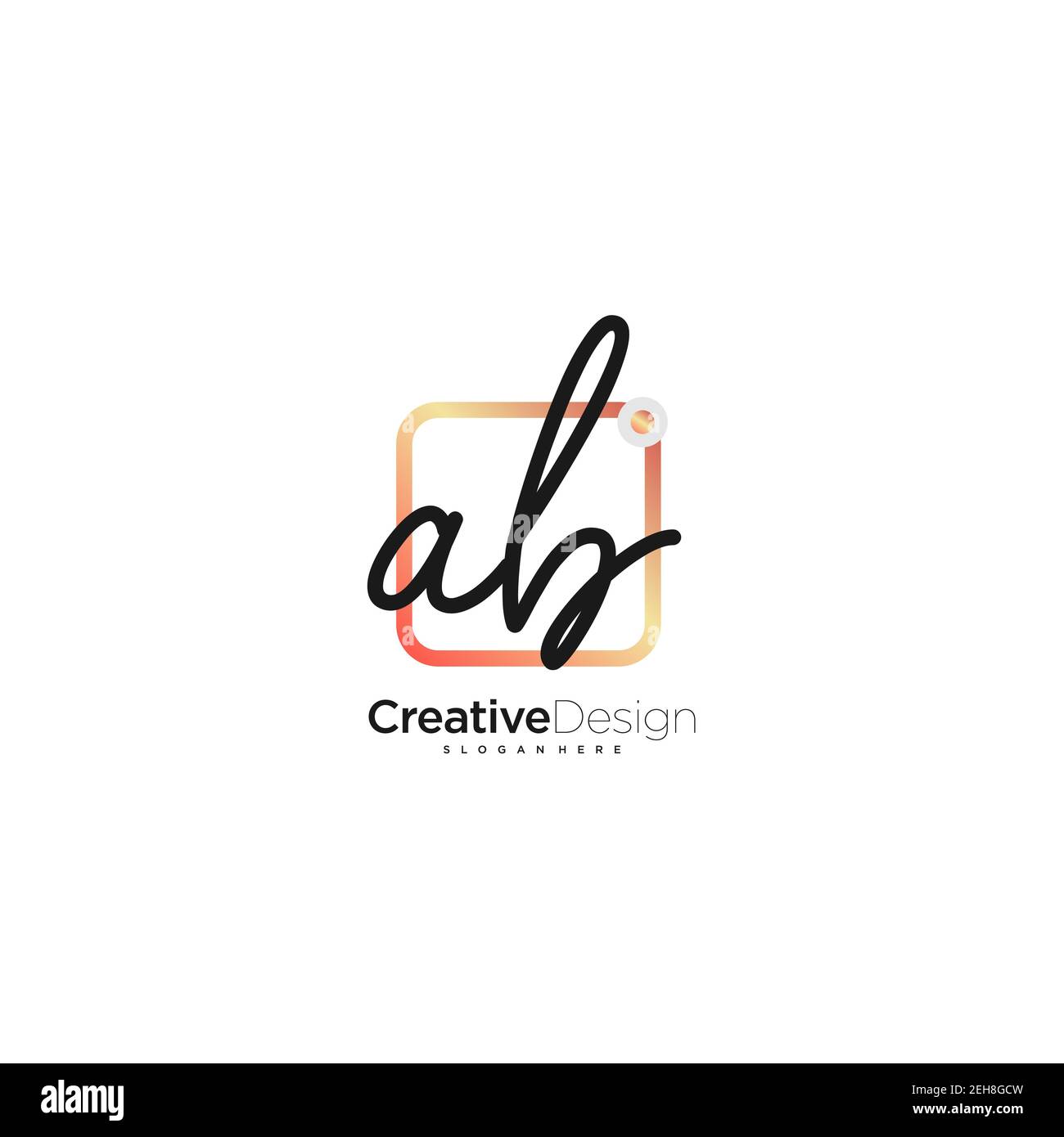 AB Initial Letter handwriting logo hand drawn colorful box vector, logo ...