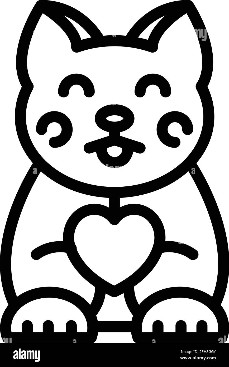 Chinese cat icon. Outline chinese cat vector icon for web design ...