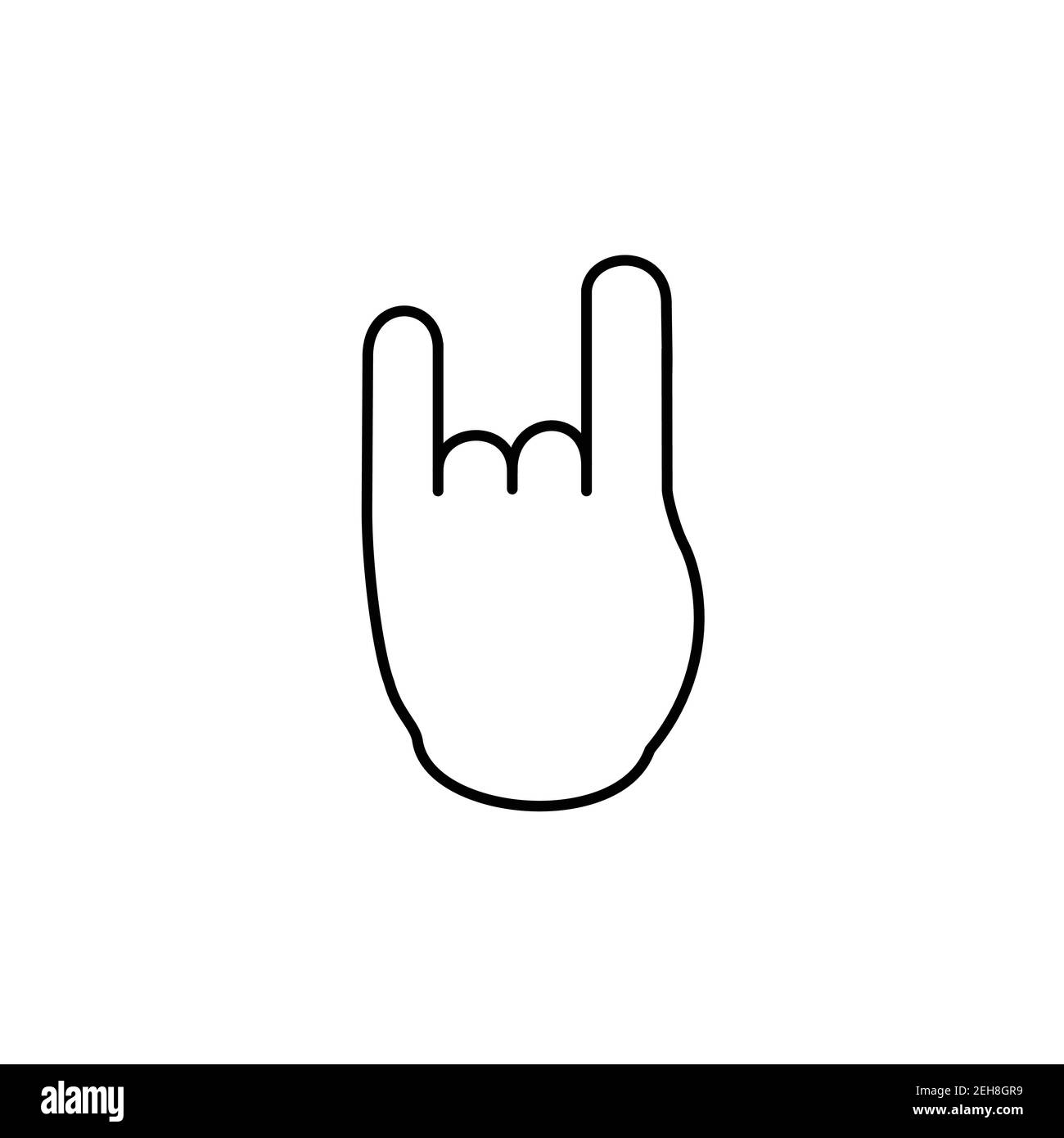 Rock music finger line icon. Vector horn sign on white background Stock ...