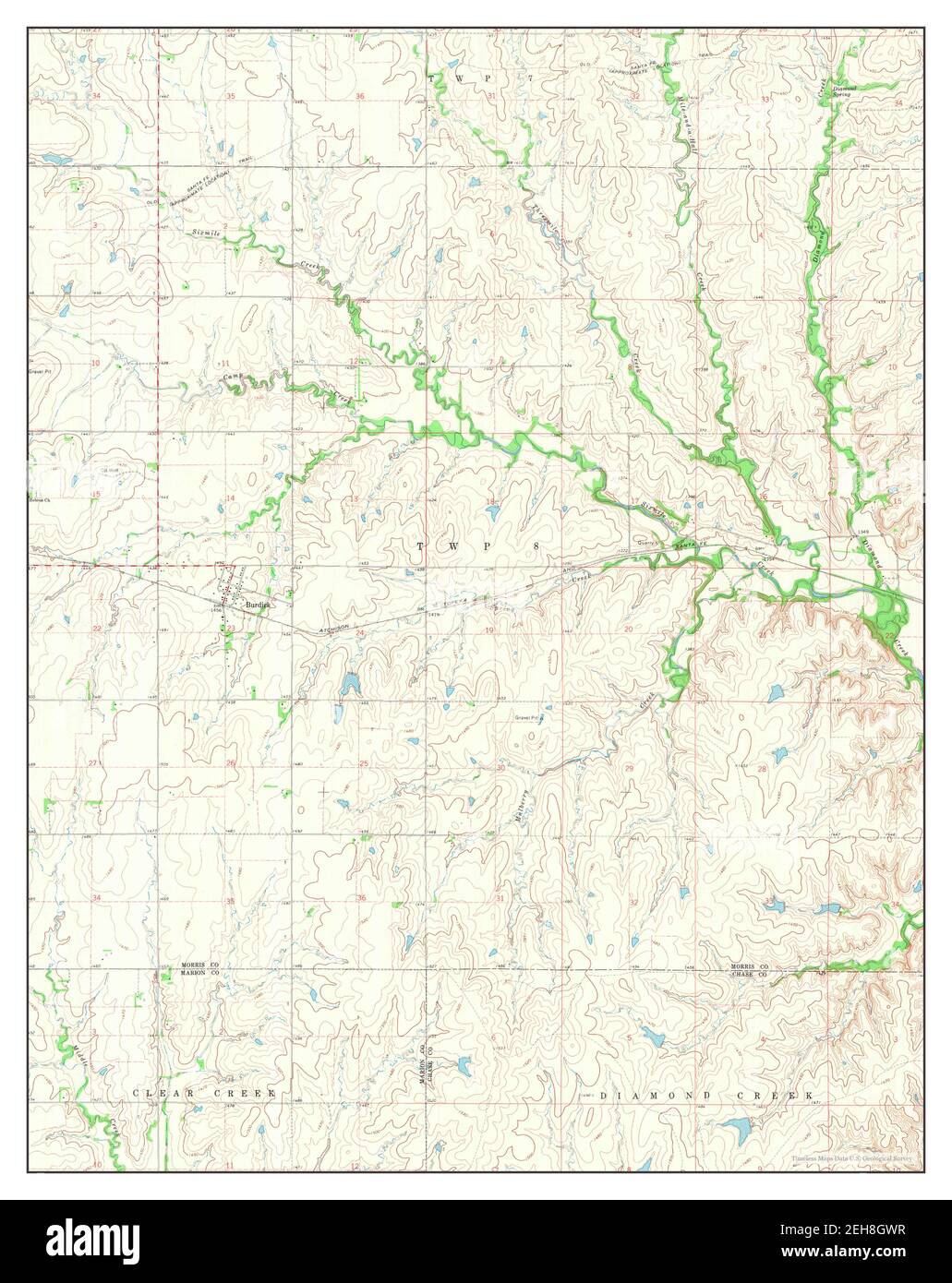 Burdick, Kansas, map 1972, 1:24000, United States of America by ...