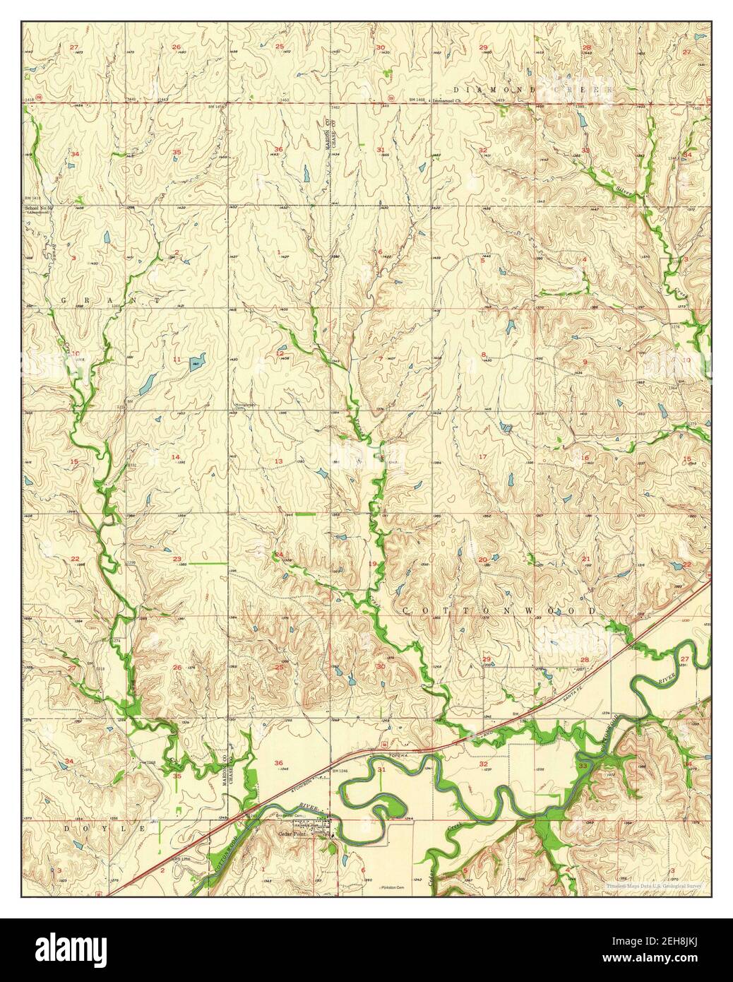 Cedar Point, Kansas, map 1957, 1:24000, United States of America by ...