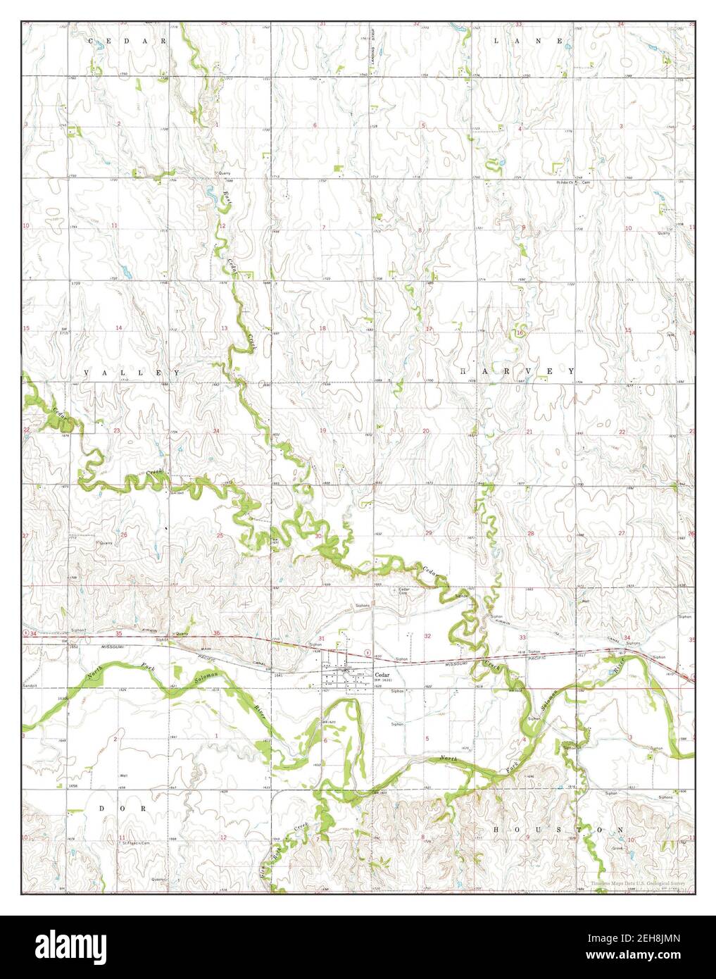 Cedar, Kansas, map 1973, 1:24000, United States of America by Timeless ...