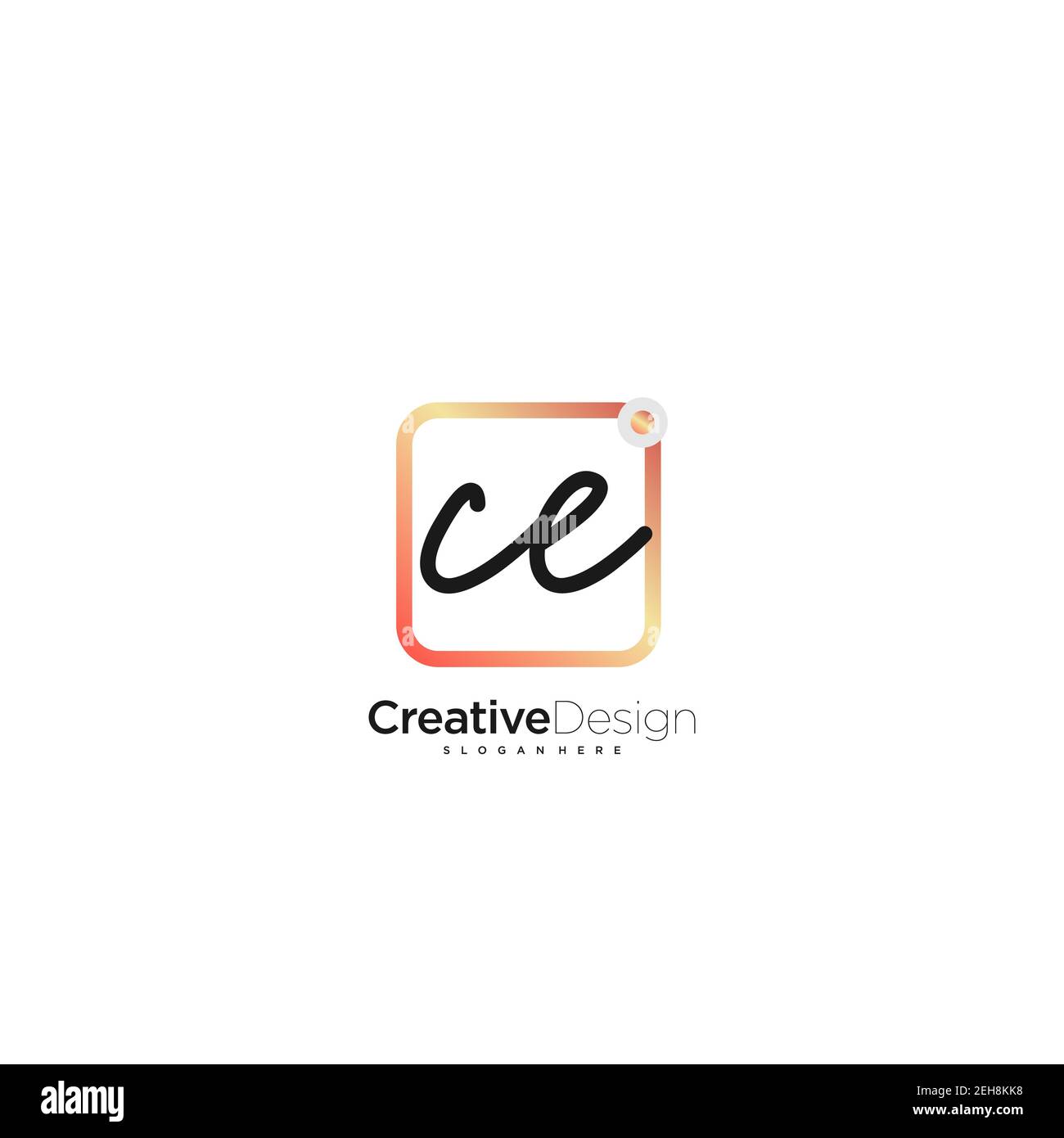 CE Initial Letter handwriting logo hand drawn colorful box vector, logo ...