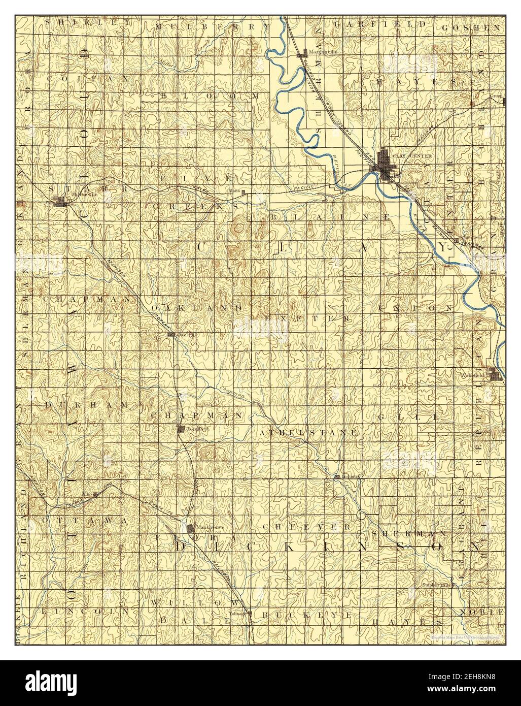 Clay Center, Kansas, map 1891, 1:125000, United States of America by ...