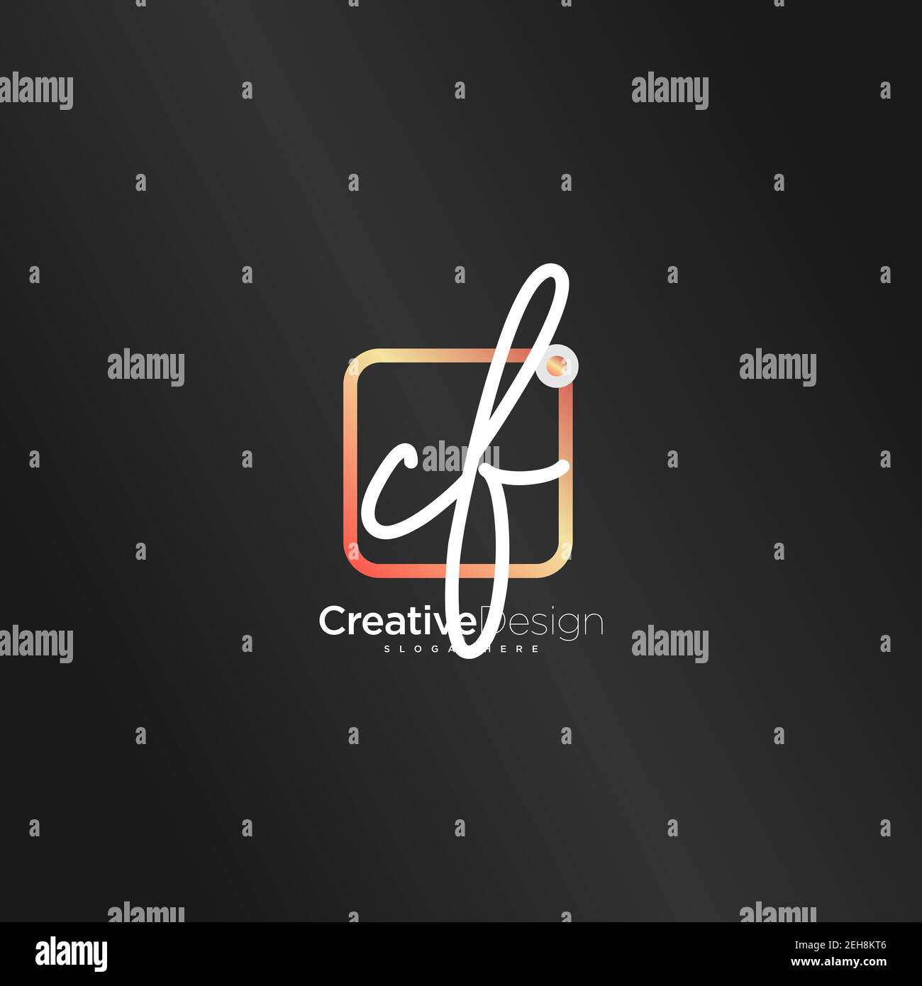 CF Initial Letter handwriting logo hand drawn colorful box vector, logo ...