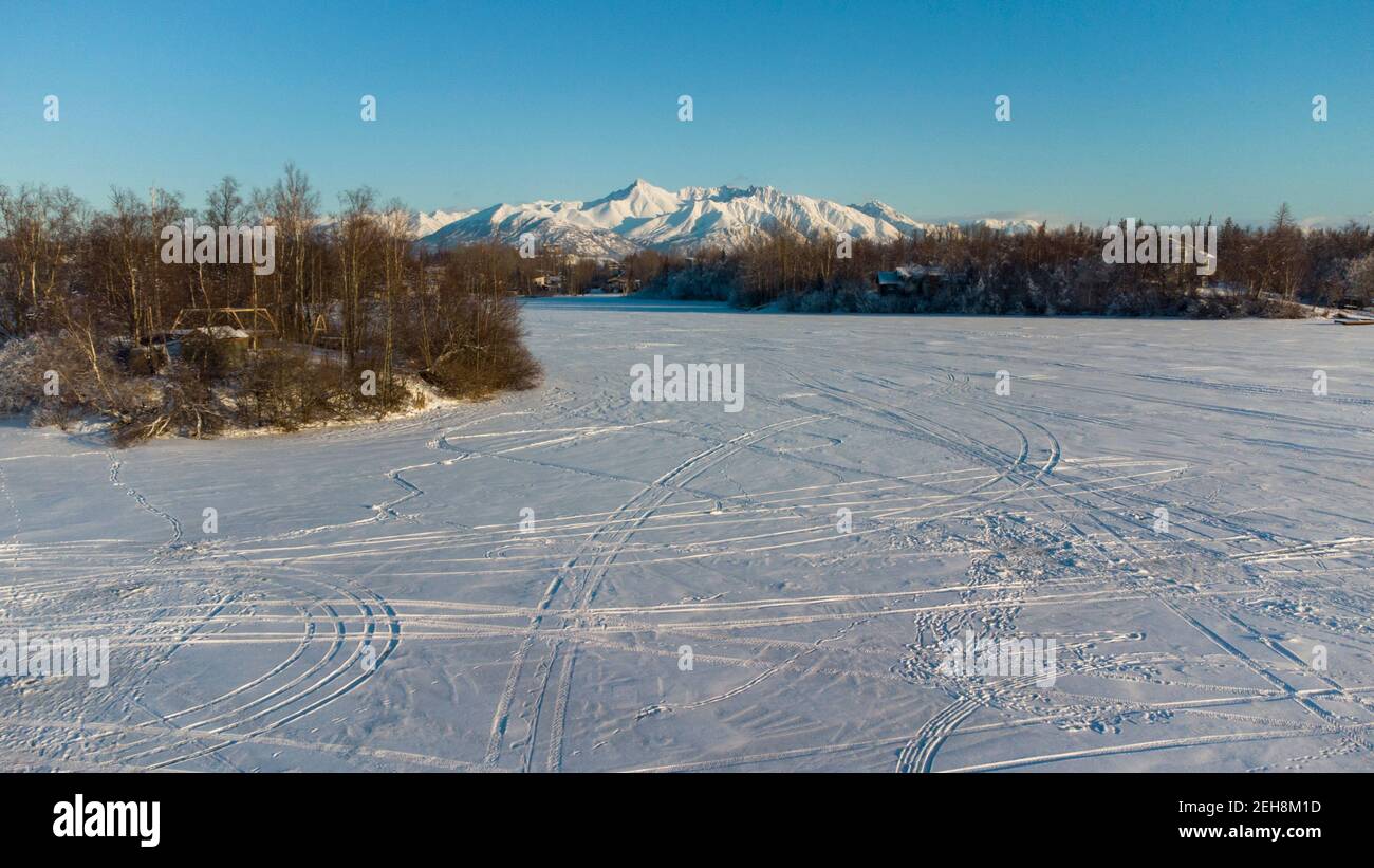Winter Aerial photo of Long Lake. Palmer, Alaska Stock Photo - Alamy