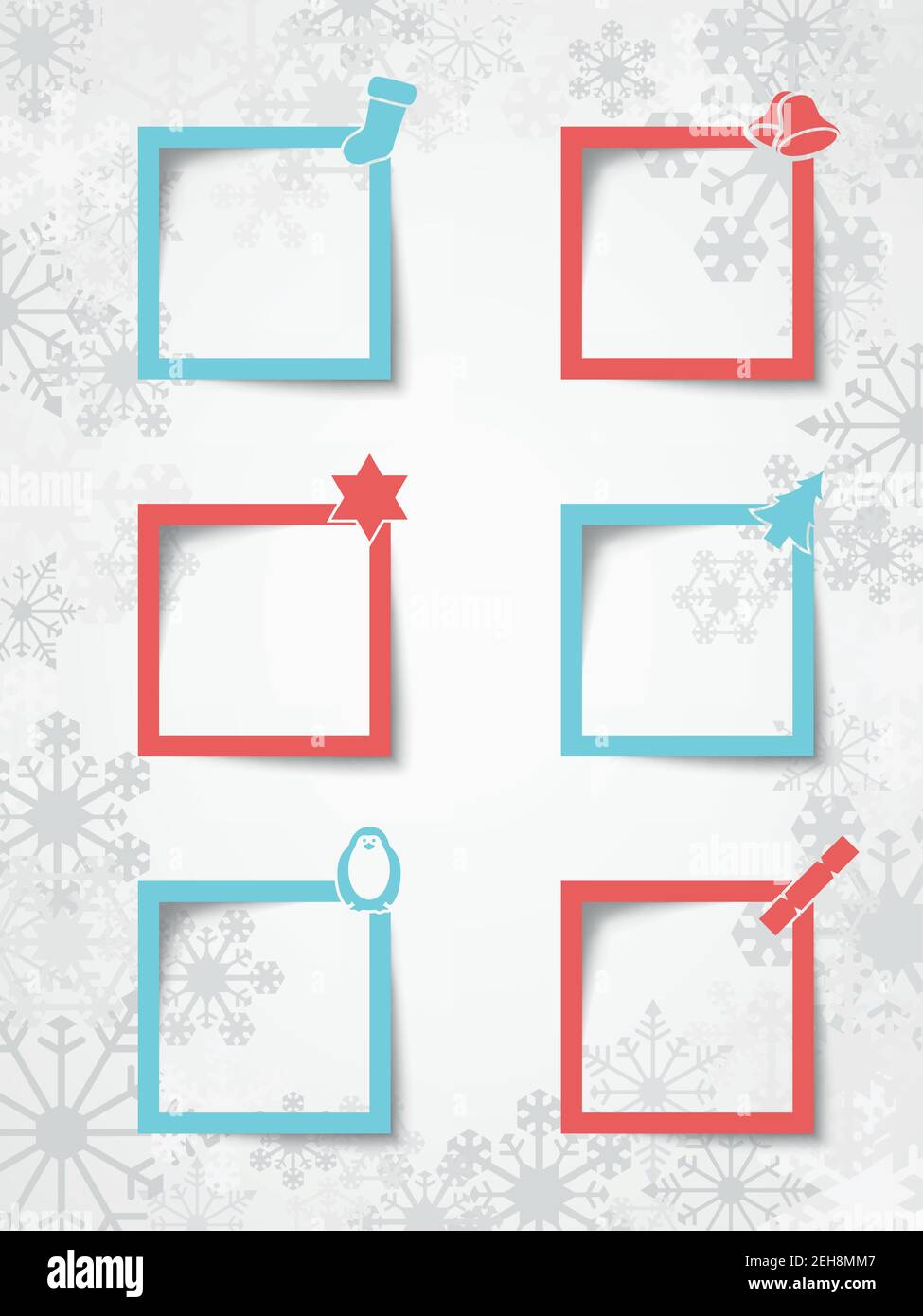 Christmas Text Boxes On A Snowflake Background With Realistic Vector ...