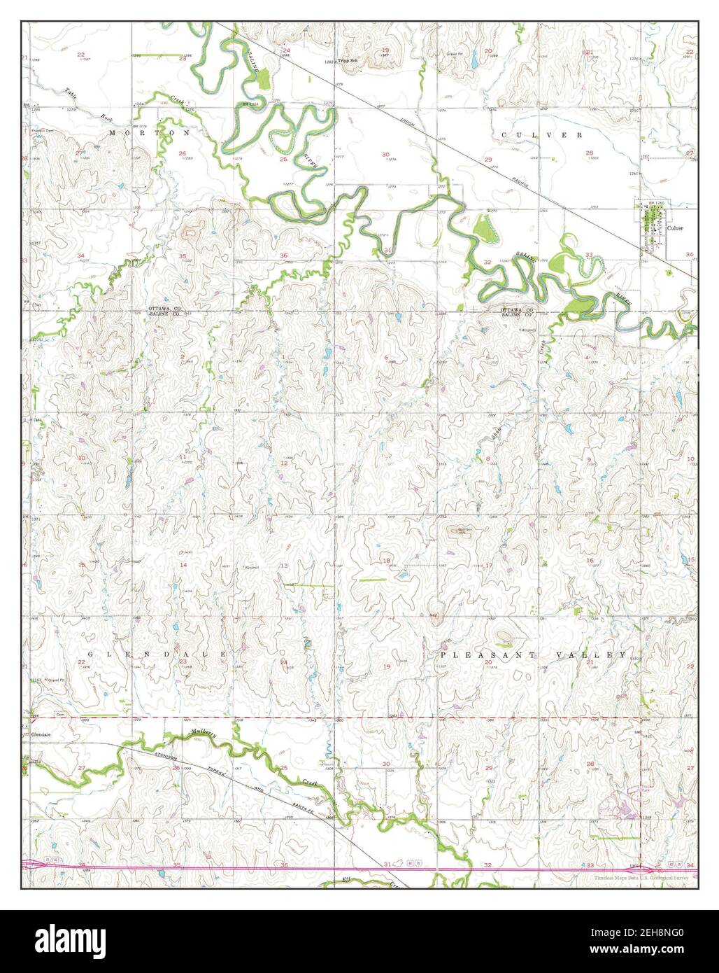 Culver, Kansas, map 1955, 1:24000, United States of America by Timeless ...