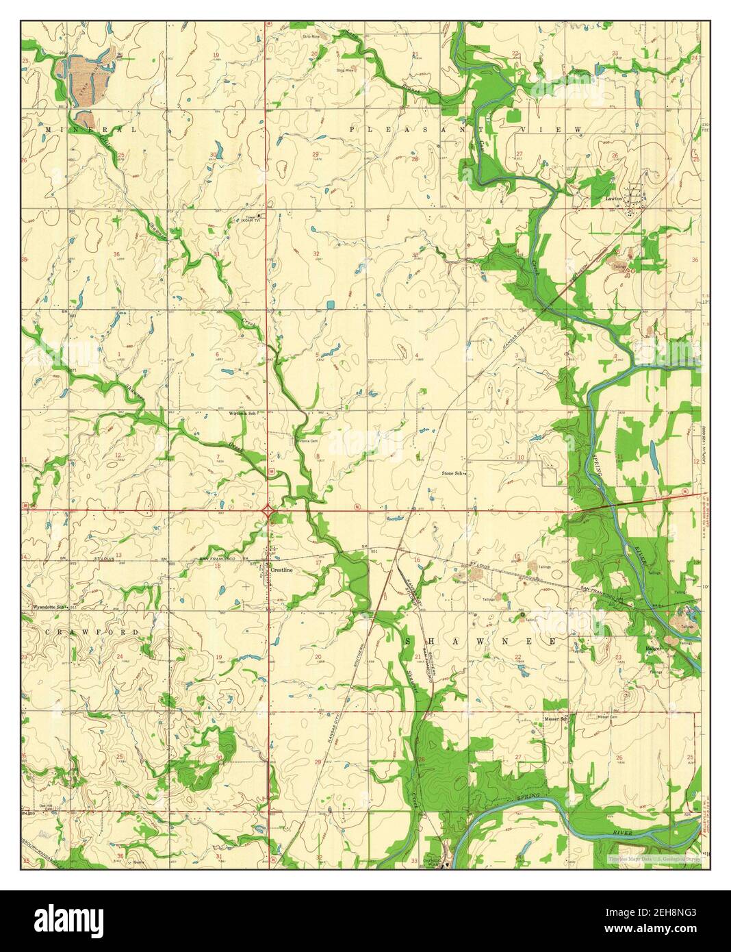 Crestline, Kansas, map 1959, 1:24000, United States of America by ...