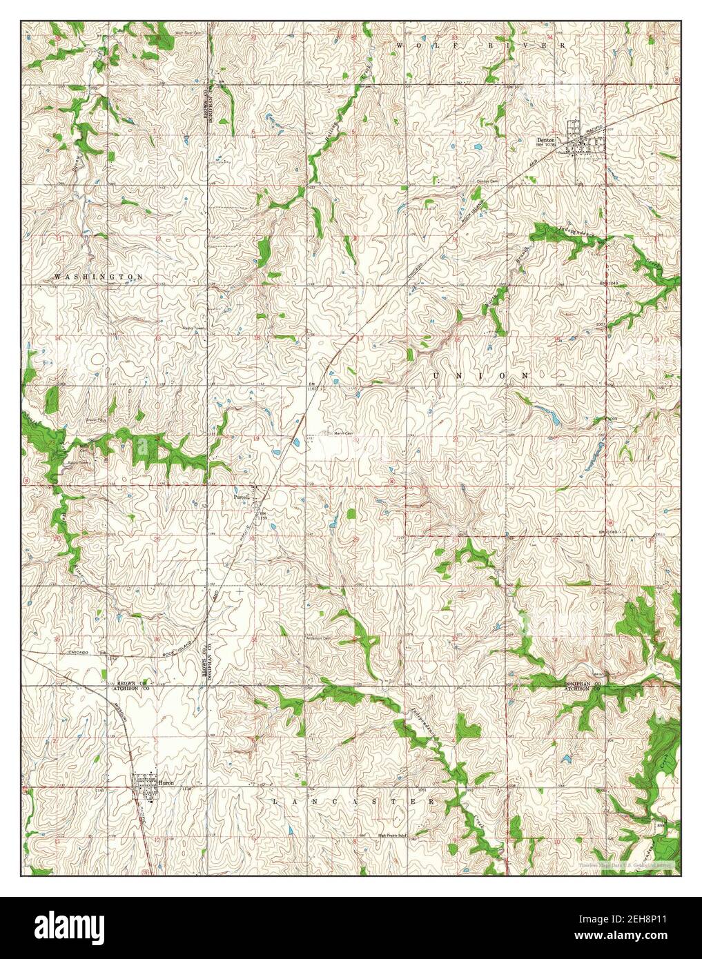 Denton, Kansas, map 1961, 1:24000, United States of America by Timeless ...