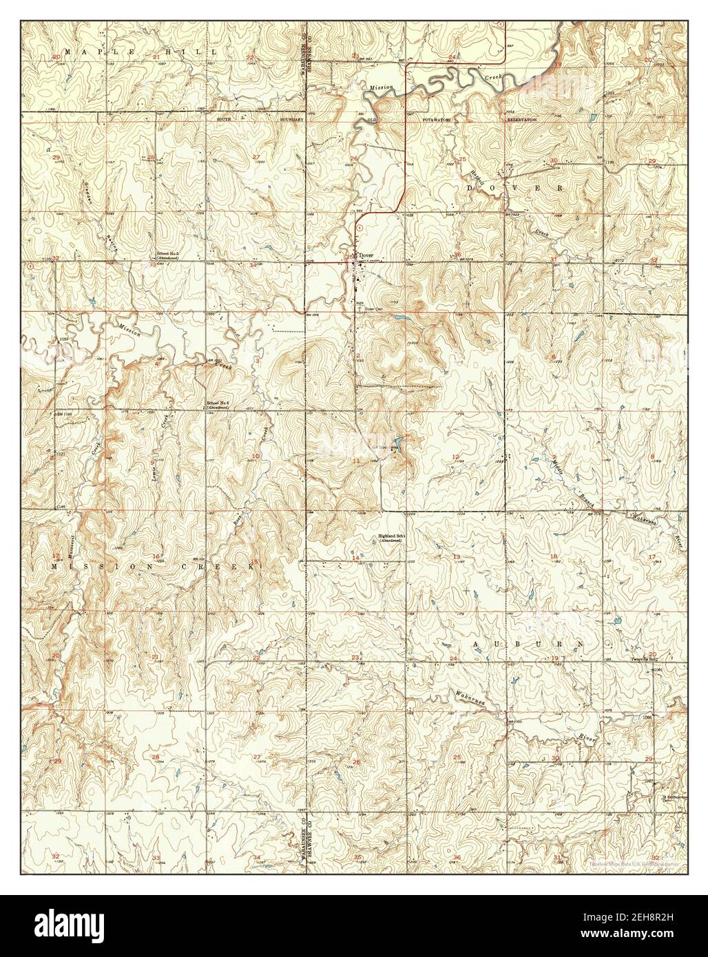 Dover, Kansas, map 1952, 1:24000, United States of America by Timeless ...