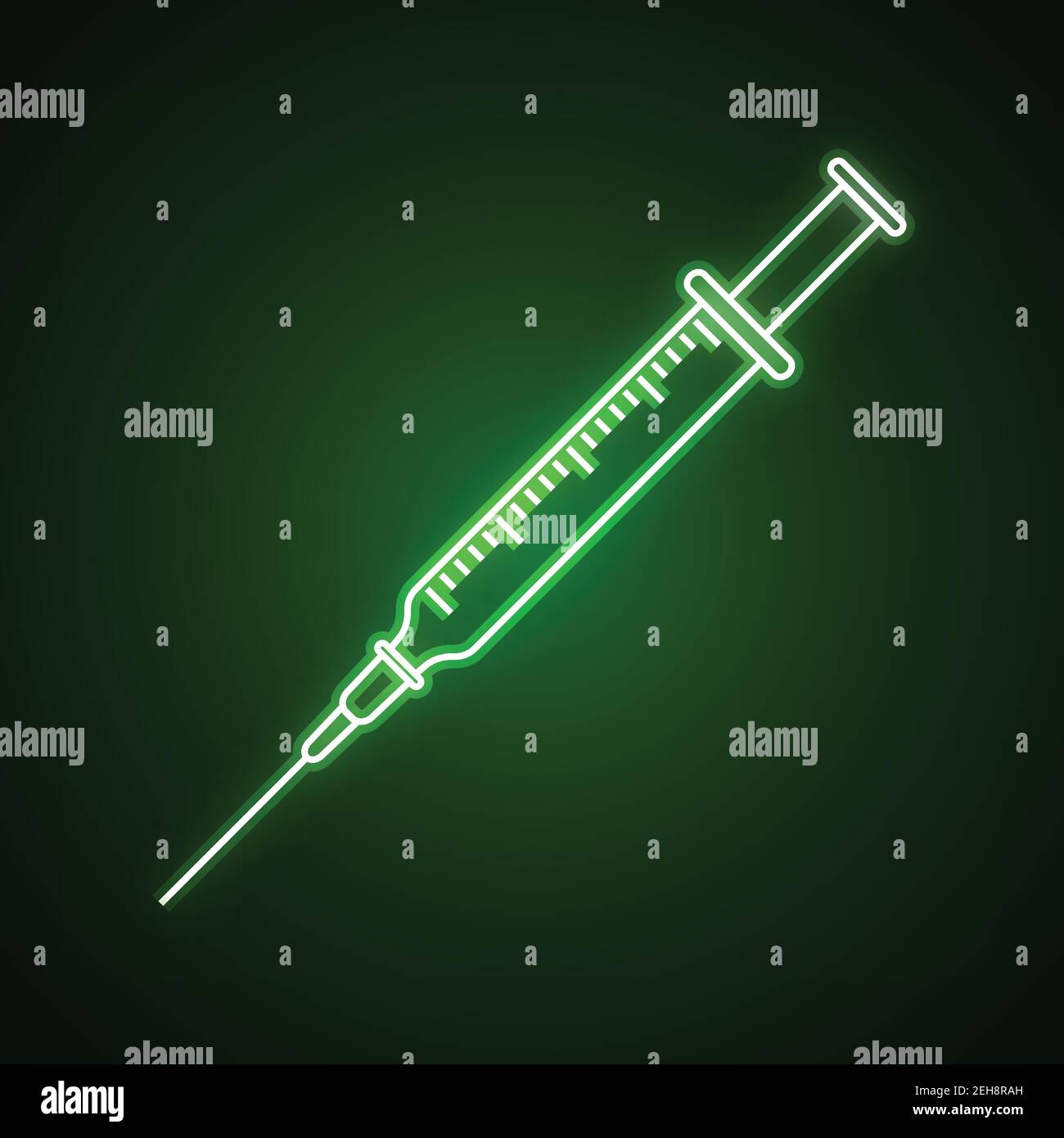 Syringe with needle, Vaccine injection vector neon icon Stock Vector ...