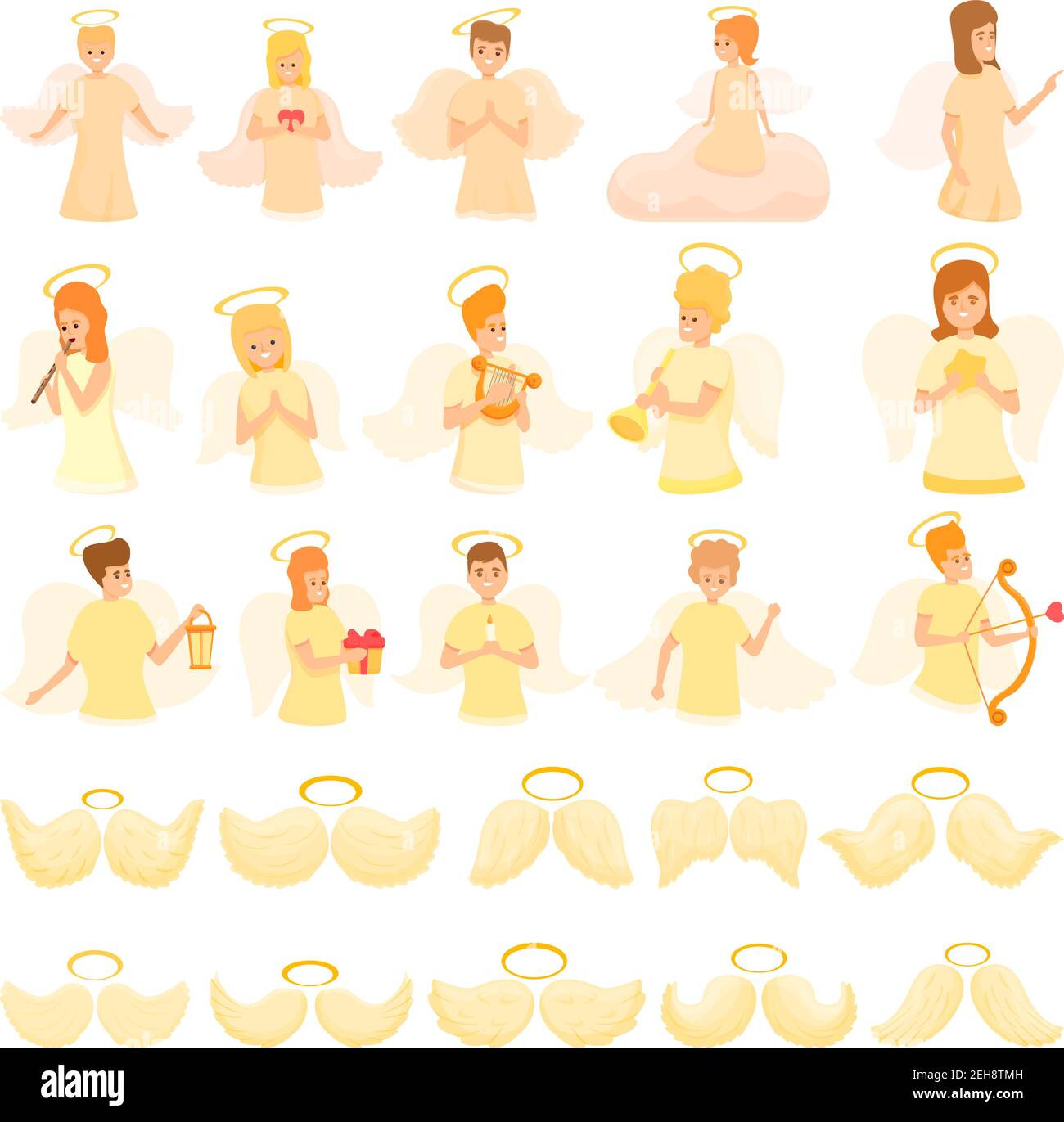 Angel icons set. Cartoon set of angel vector icons for web design Stock ...