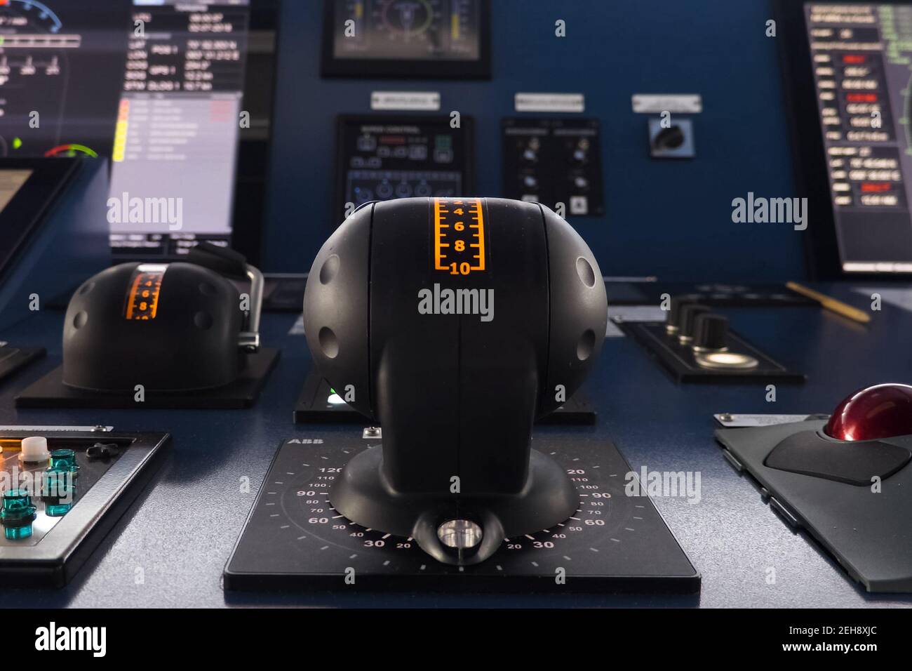 Ship control panel. a Navigational devices and echolocation and radar ...