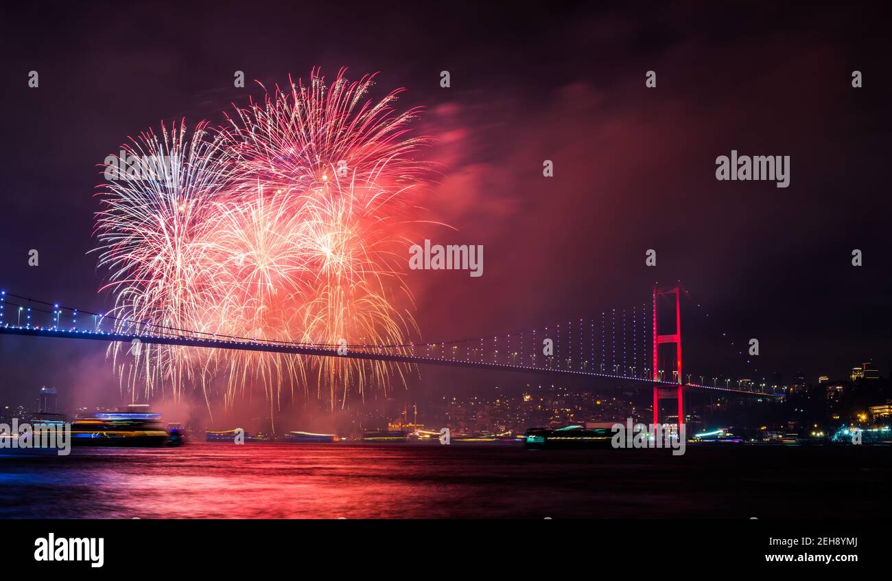 ISTANBUL, TURKEY. New Year 2020 Celebrations Around the Istanbul ...