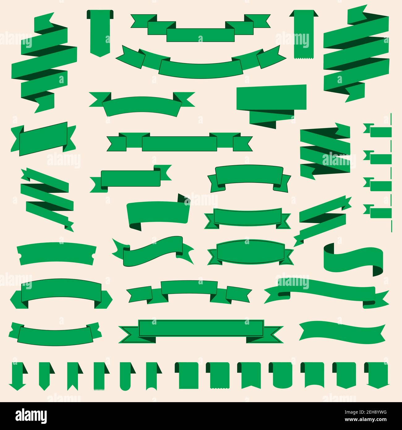 Green ribbons set. Banner. Vector templates for design Stock Vector ...
