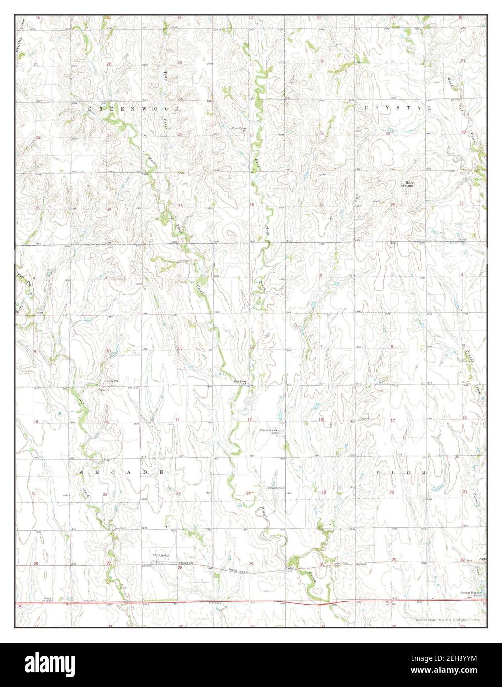 Gretna, Kansas, map 1973, 1:24000, United States of America by Timeless ...