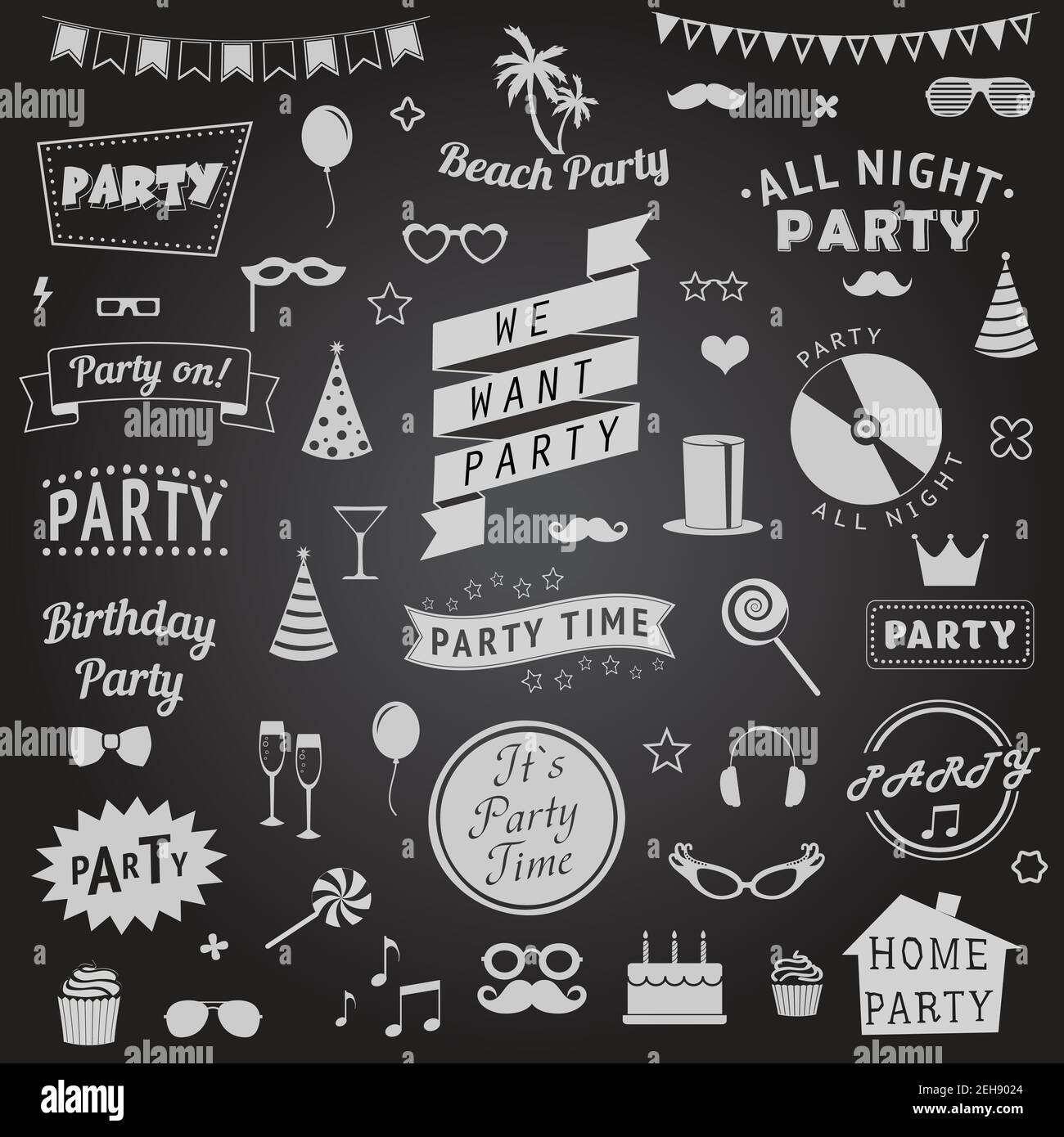 Set of party icons Vector signs and symbols templates for your design ...