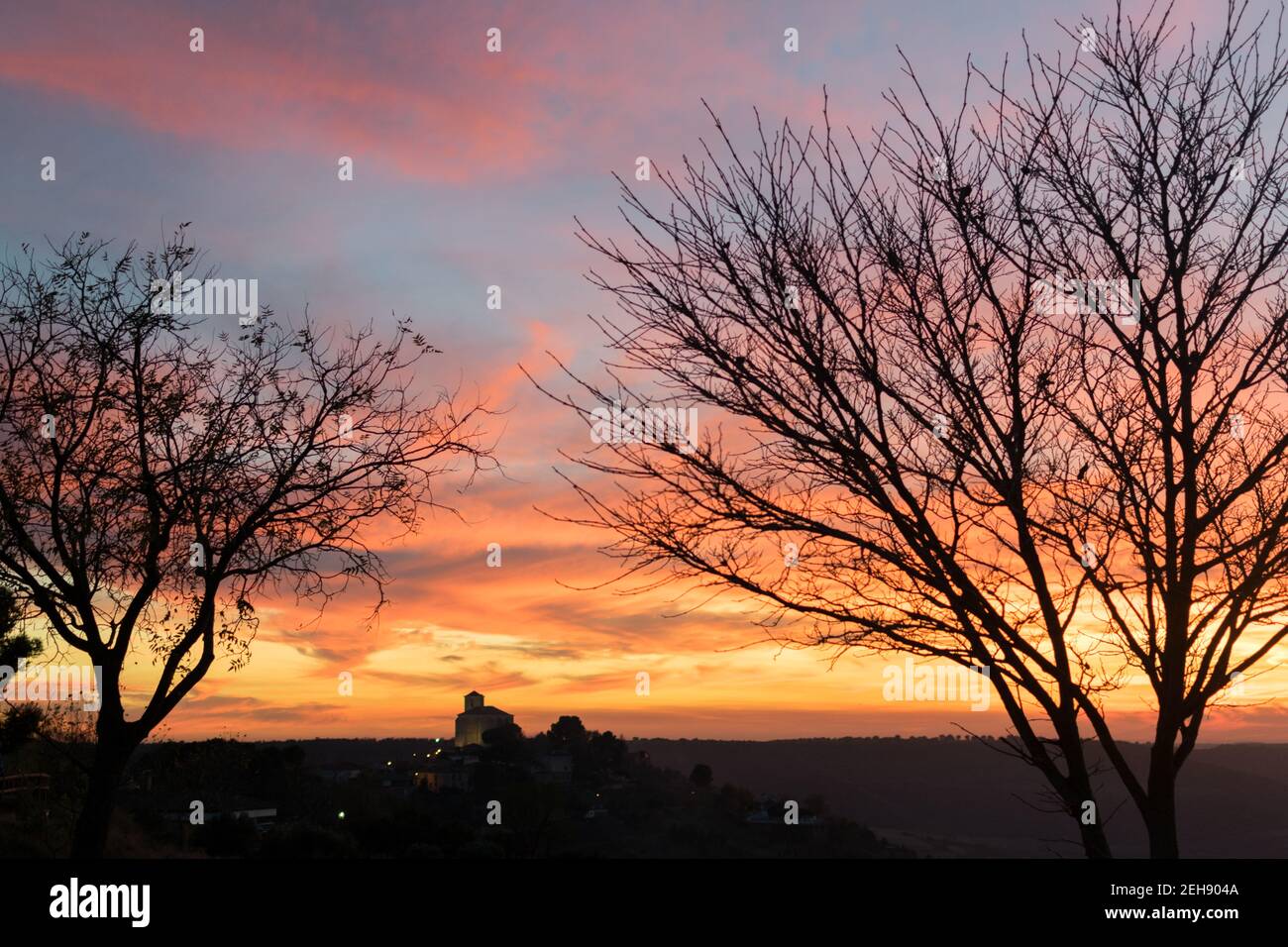 sunset at golden hour in rural area Stock Photo - Alamy