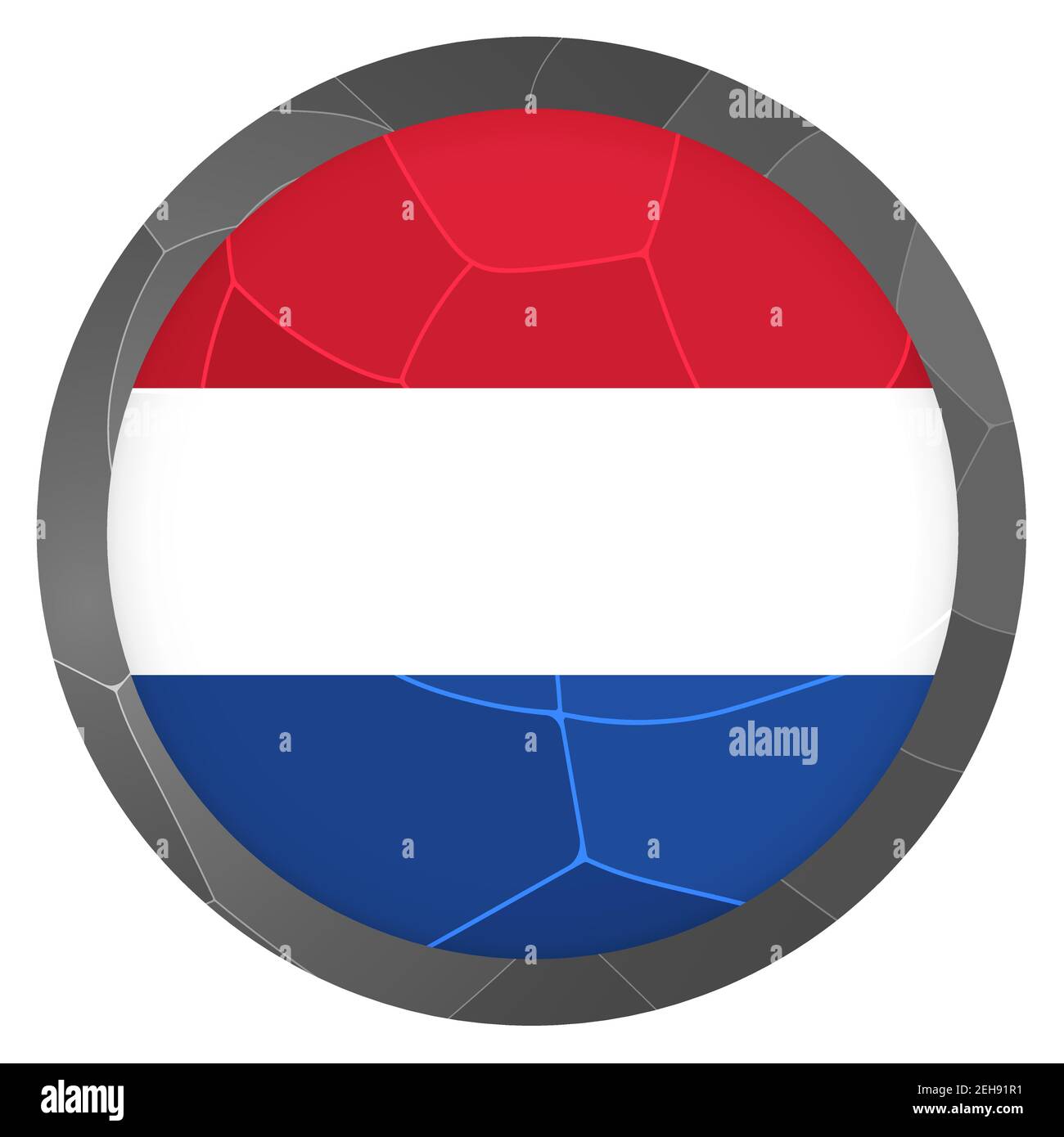 Glass light ball with flag of Netherlands. Round sphere, template icon ...