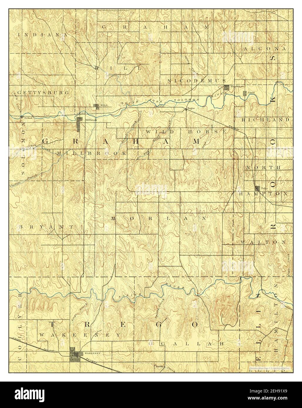 Hill, Kansas, map 1893, 1:125000, United States of America by Timeless ...