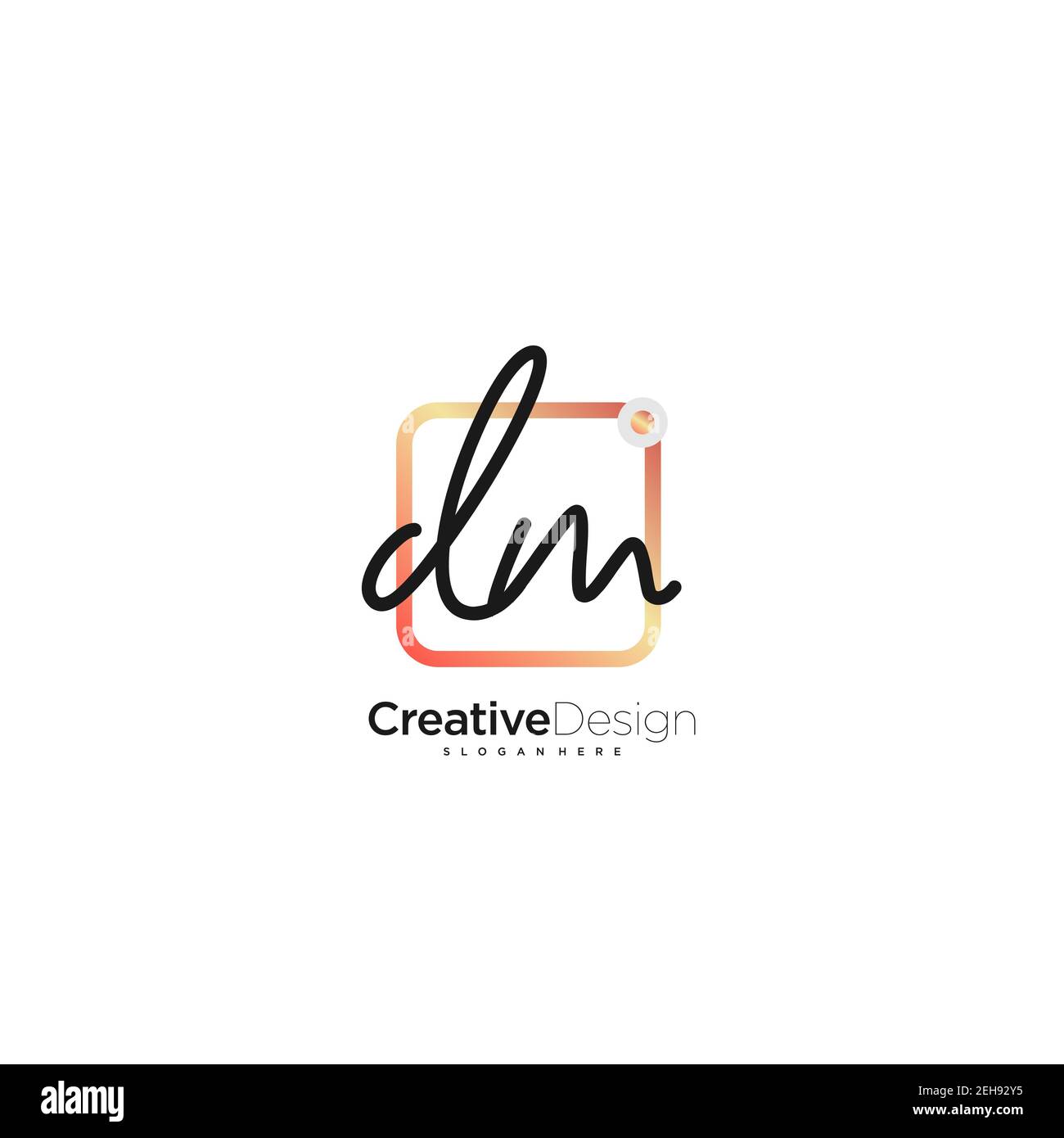DM Initial Letter handwriting logo hand drawn colorful box vector, logo ...