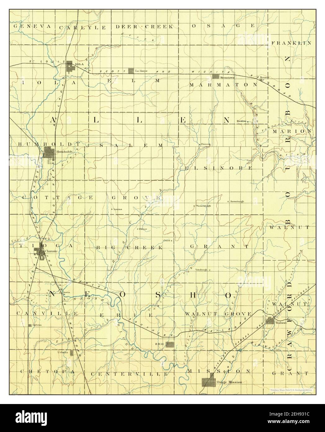 Map of iola Cut Out Stock Images & Pictures - Alamy